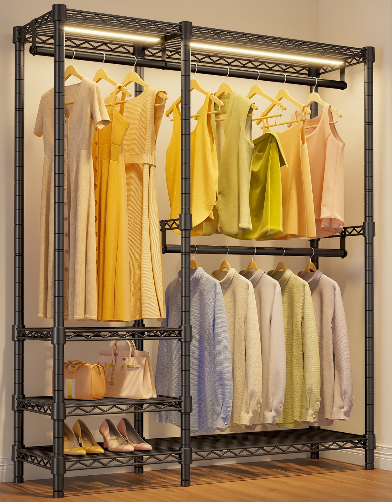 VIPEK V2L Garment Rack Heavy Duty Clothes Rack with Dimmable LED Lights ...