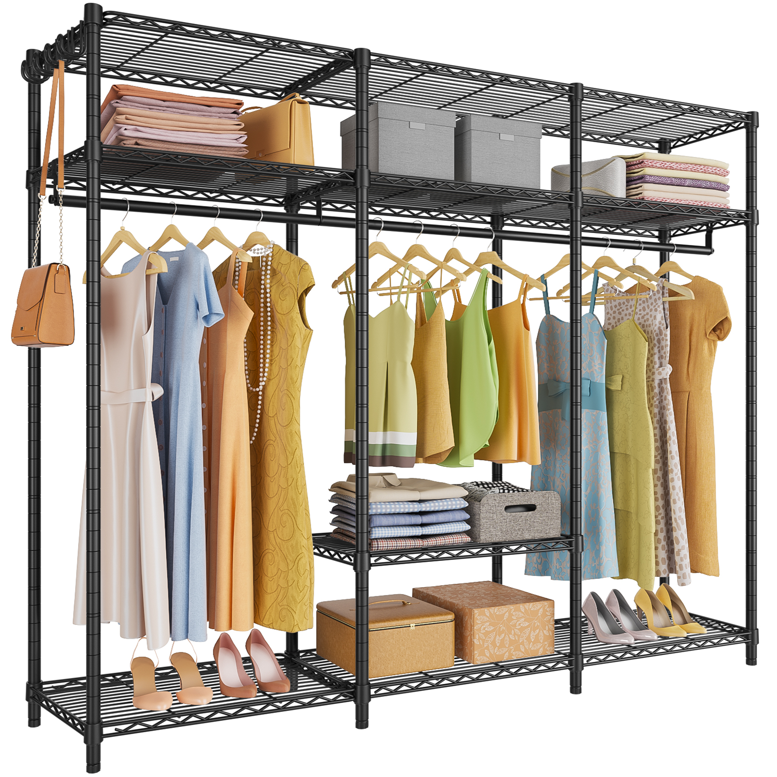 IRIS USA Free-Standing Clothing Rack, Clothes Organizer, Ladder Style ...