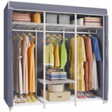 Ktaxon 69" Portable Clothes Closet Wardrobe with Non-Woven Fabric Gray ...