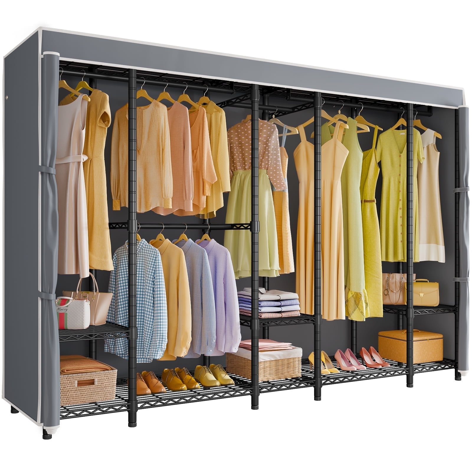 VIPEK V50C Black Portable Closet Rack with Grey Cover, Extra Large ...
