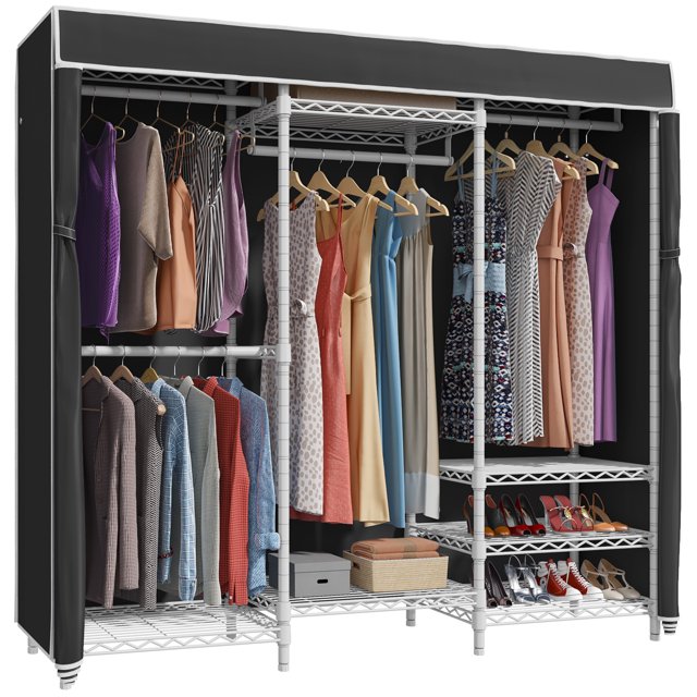 VIPEK V5C Heavy Duty Covered Clothes Rack, White Metal Clothing Rack ...