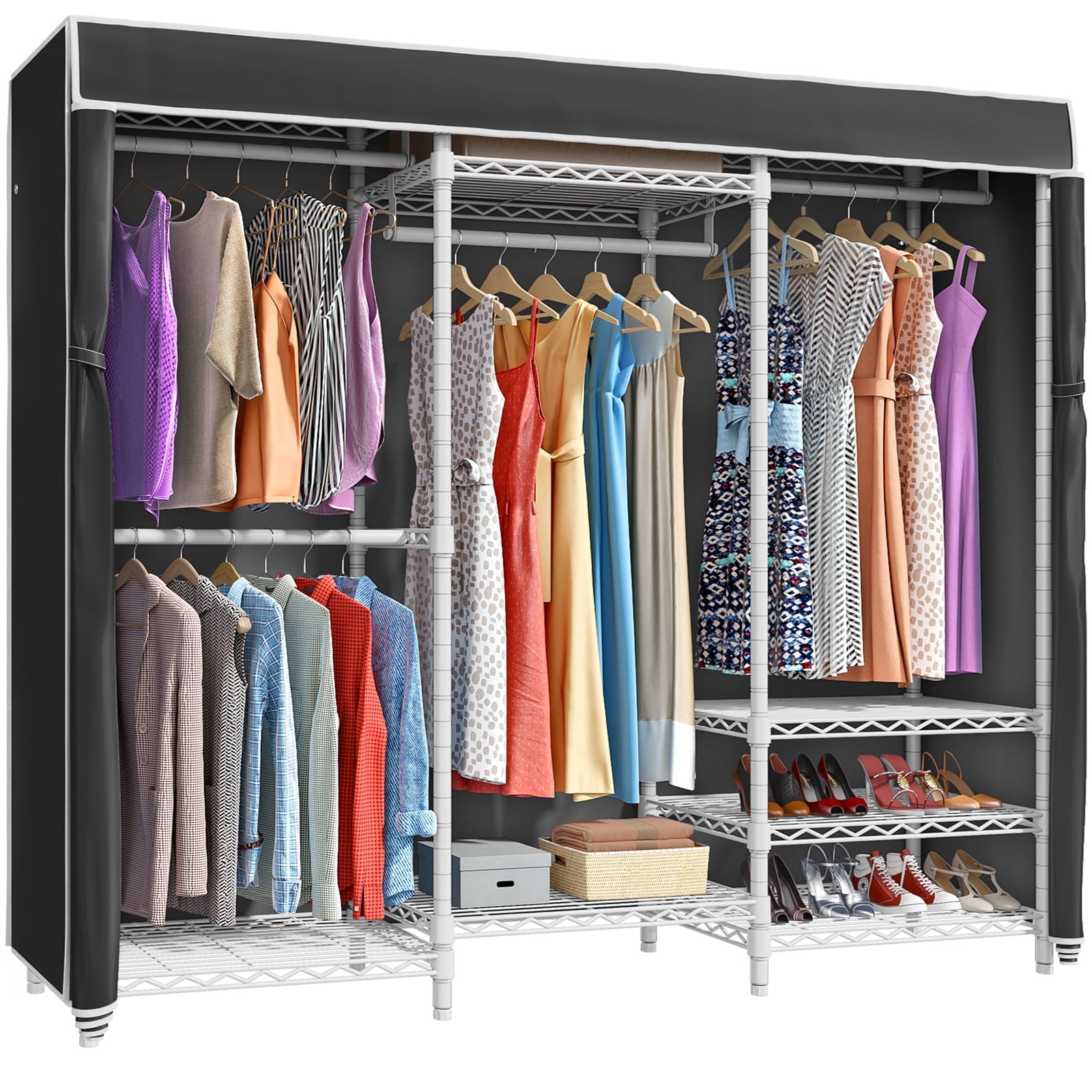 "VIPEK V5C Heavy Duty Garment Rack, Black Oxford Cover, 70.1""Lx17.3 ...