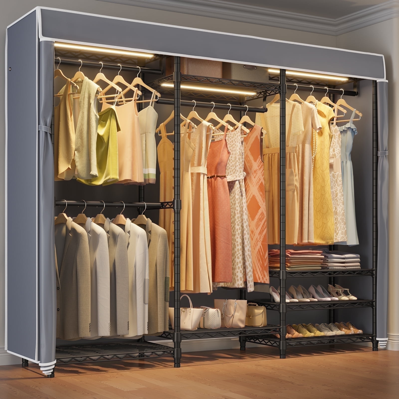 VIPEK V5LC Garment Rack with LED Lights & Grey Cover, Heavy Duty 890LB ...