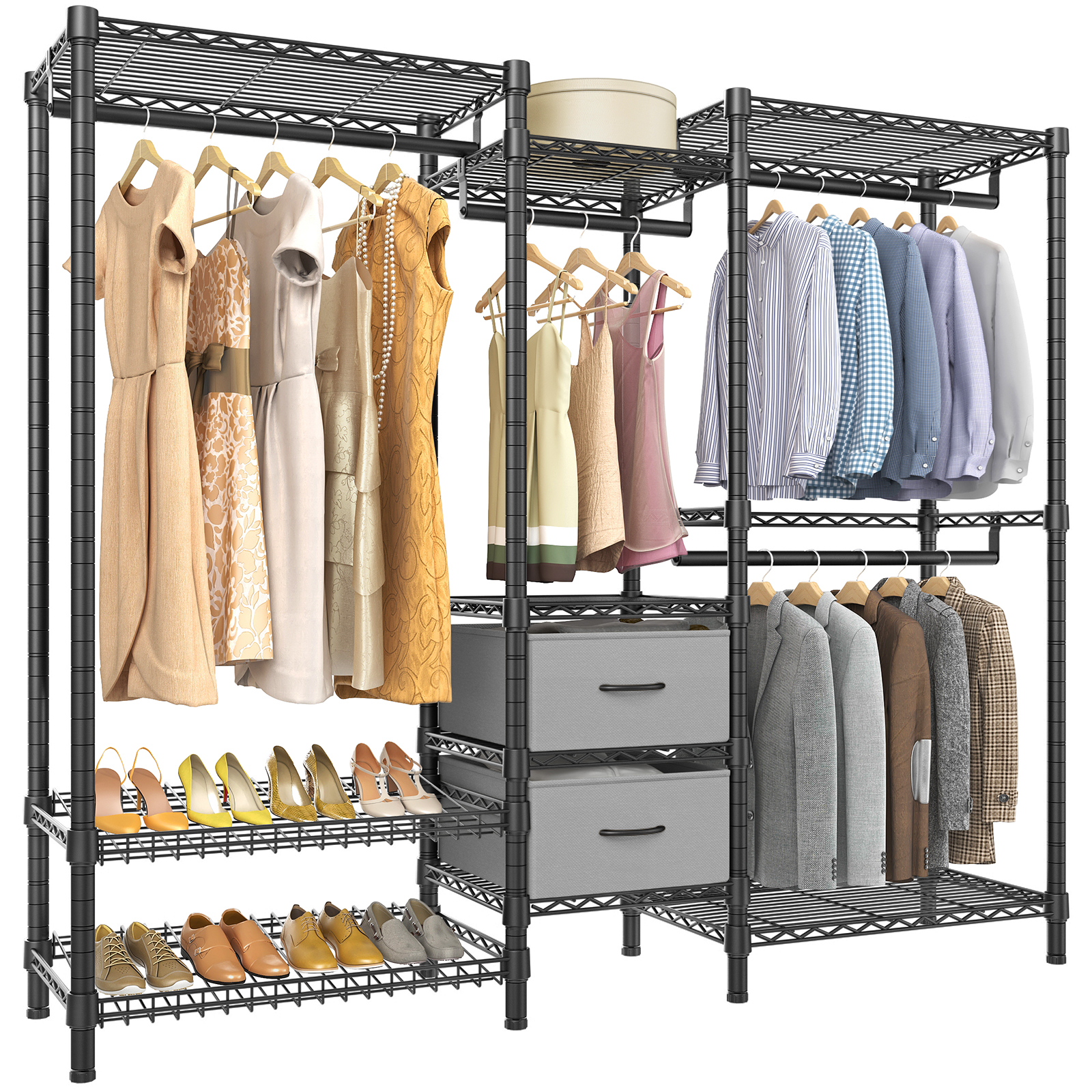 Mainstays Adjustable Rolling Garment Rack Metal Chrome, Black - Walmart.com