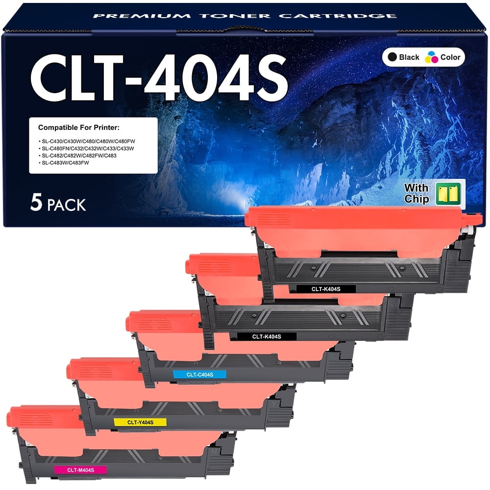 VIPInk 5-Pack Compatible D404S 404S Toner Cartridge for Samsung CLT-C404S CLT-K404S CLT-M404S ...