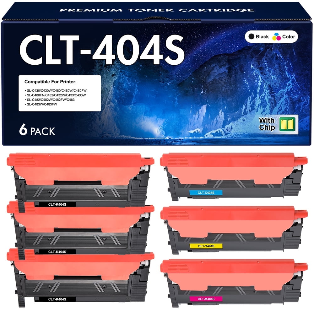 VIPInk 6-Pack Compatible D404S 404S Toner for Samsung CLT-K404S K404S Xpress SL-C430W SL-C480FW ...