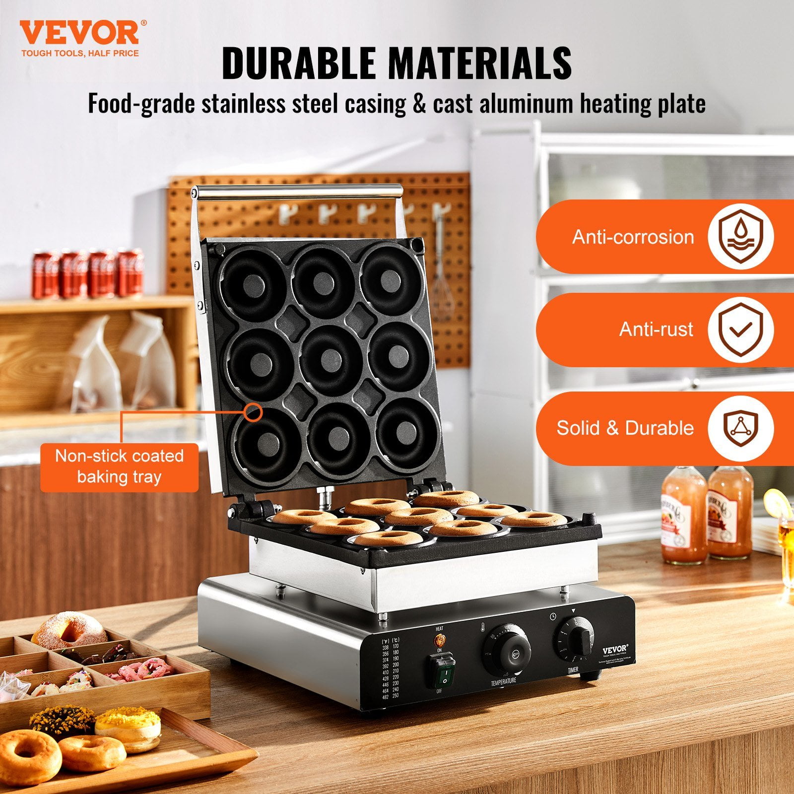 VIPMOON 2000W Commercial Doughnut Machine Electric Donut Maker, with ...