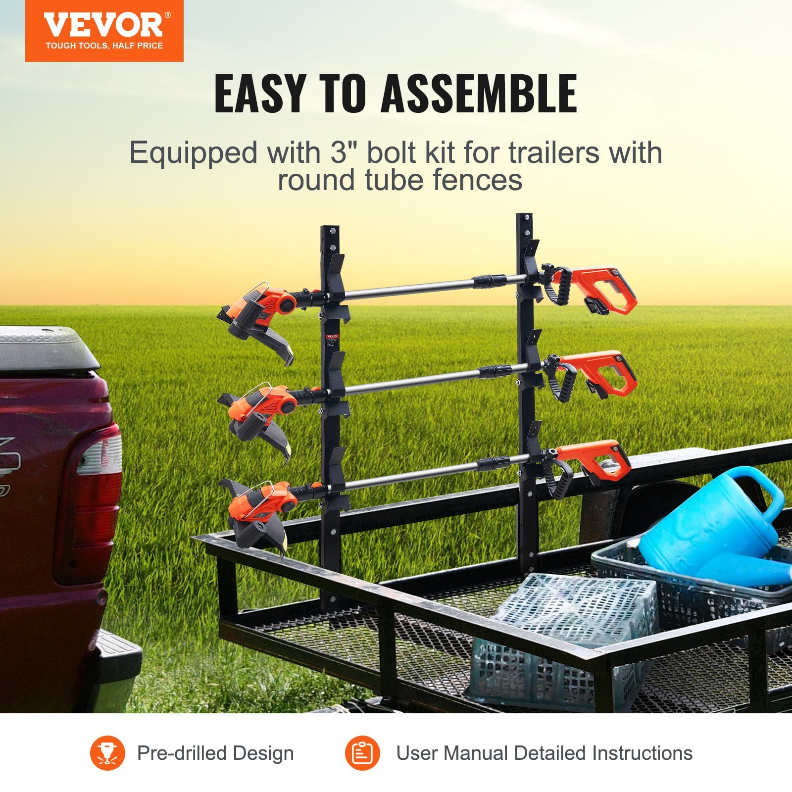 VIPMOON 3 Place Weeder Trimmer Rack, Trimmer Rack, Trim Holder Trailer ...
