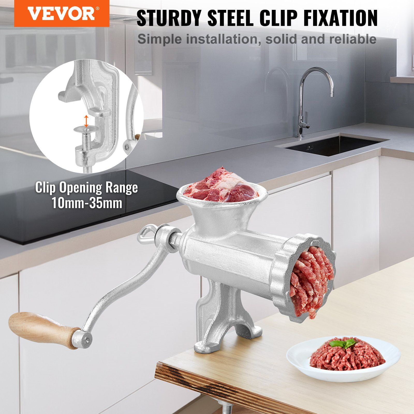 VIPMOON Heavy Duty Cast Iron Hand Meat Grinder with Steel Table Clamp ...