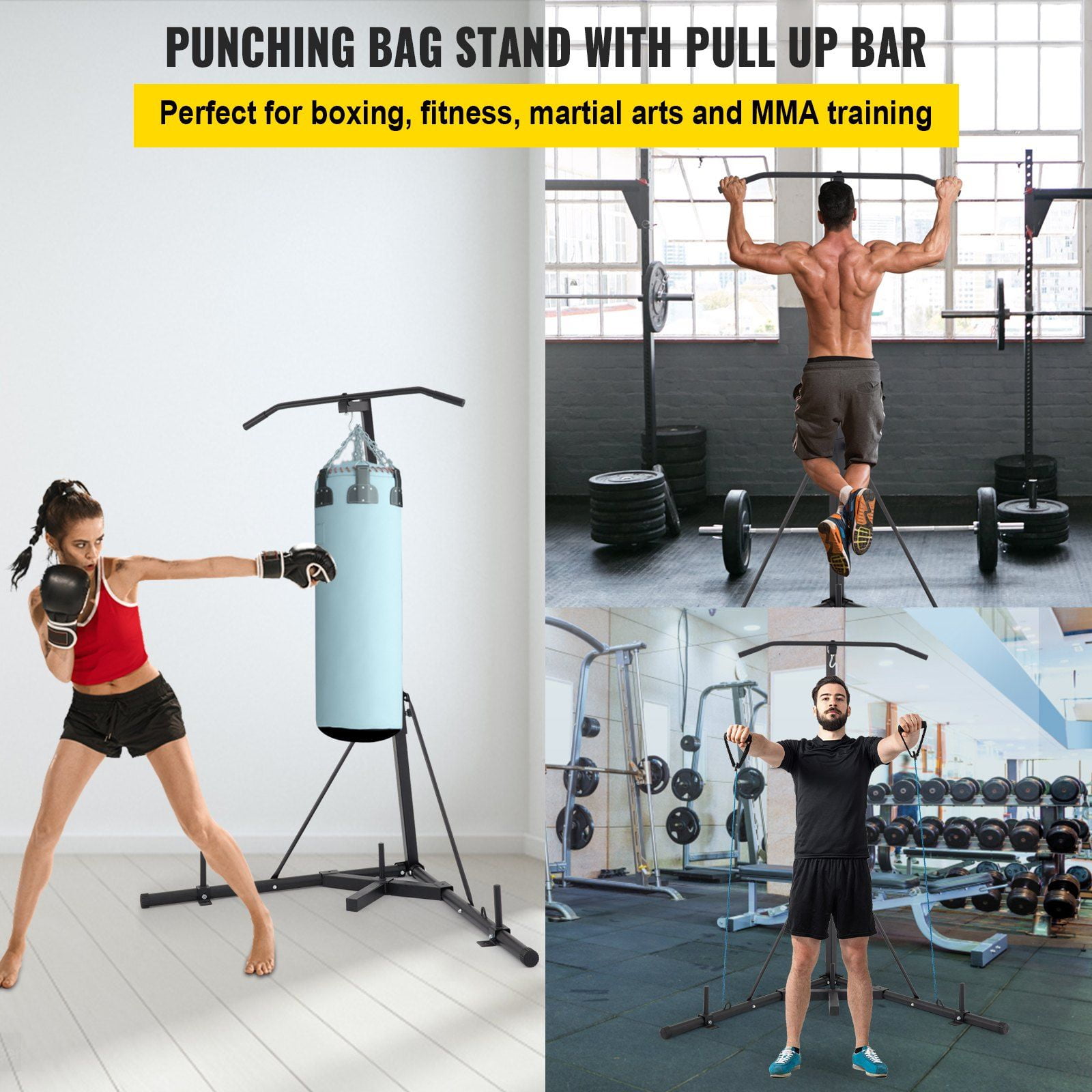 VIPMOON Height Adjustable Punching Bag Stand, 2 in 1 Heavy Bag Stand ...
