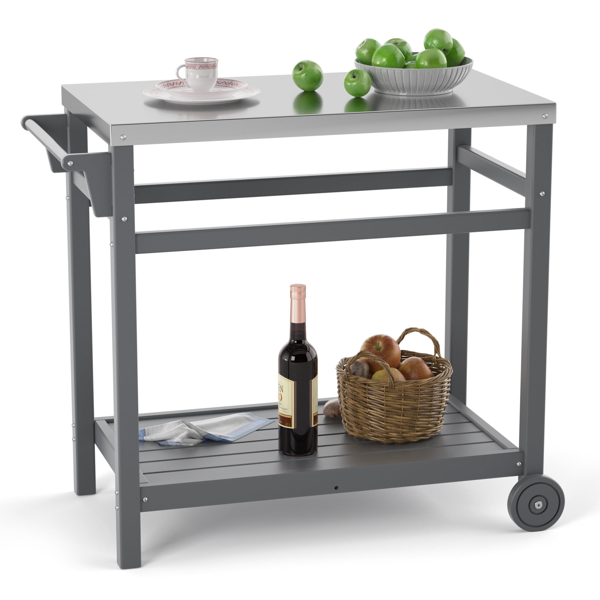 VIPMOON Patio Grilling Backyard BBQ Grill CartOutdoor Prep Cart Dining ...