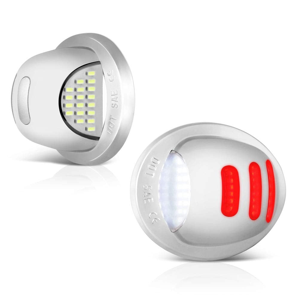 VIPMOTOZ Red ONeon SSF20 Tube Pure White Chrome License Plate Light Tag ...