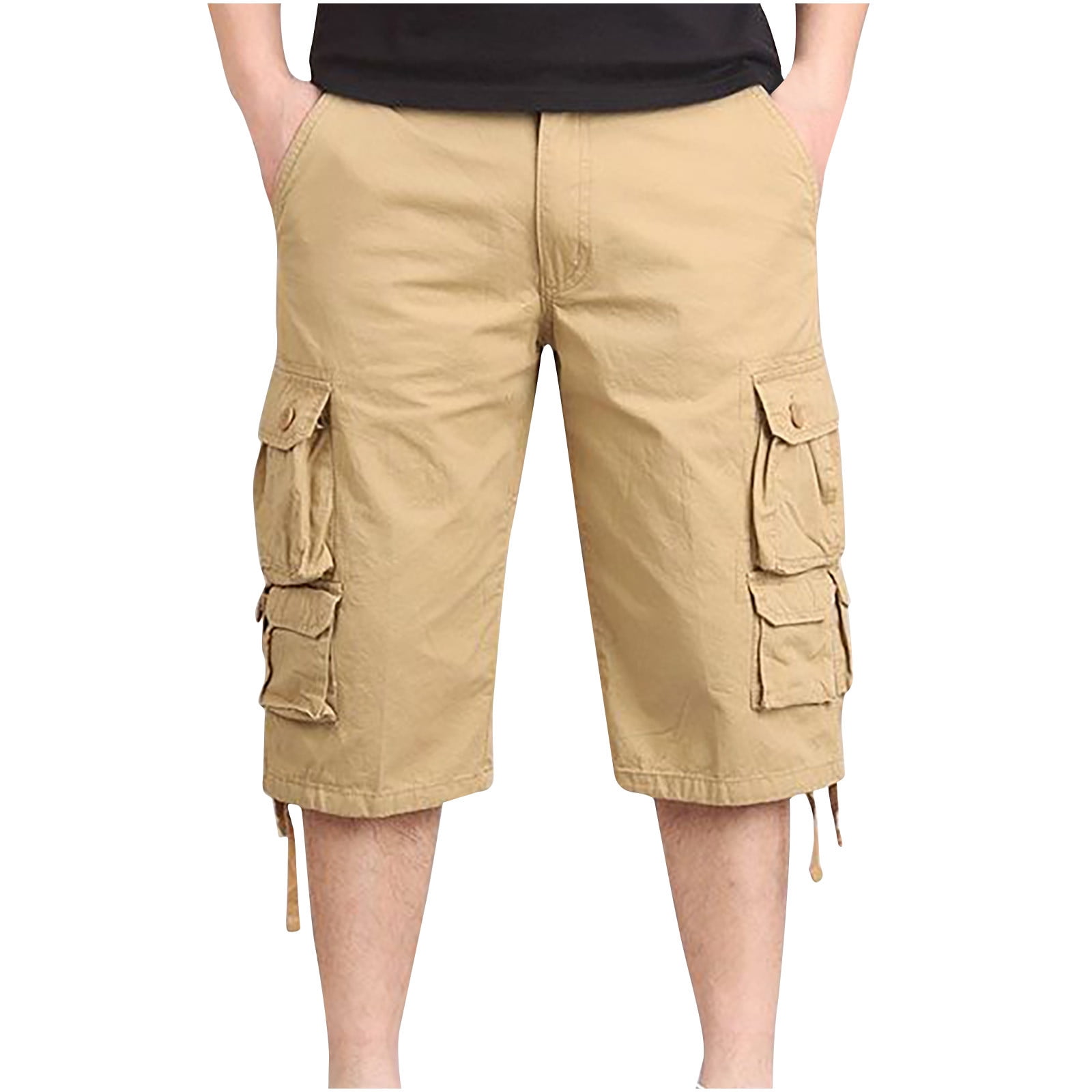 VIPOIN Mens Cargo Shorts Long Capri Below The Knee Shorts 3/4 Relaxed ...