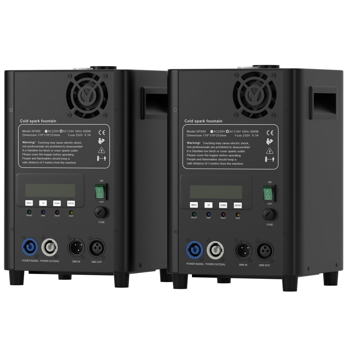 VIPQV 2Pcs 600W Cold Spark Firework Machine 4.9-13.1ft Adjustable DMX ...