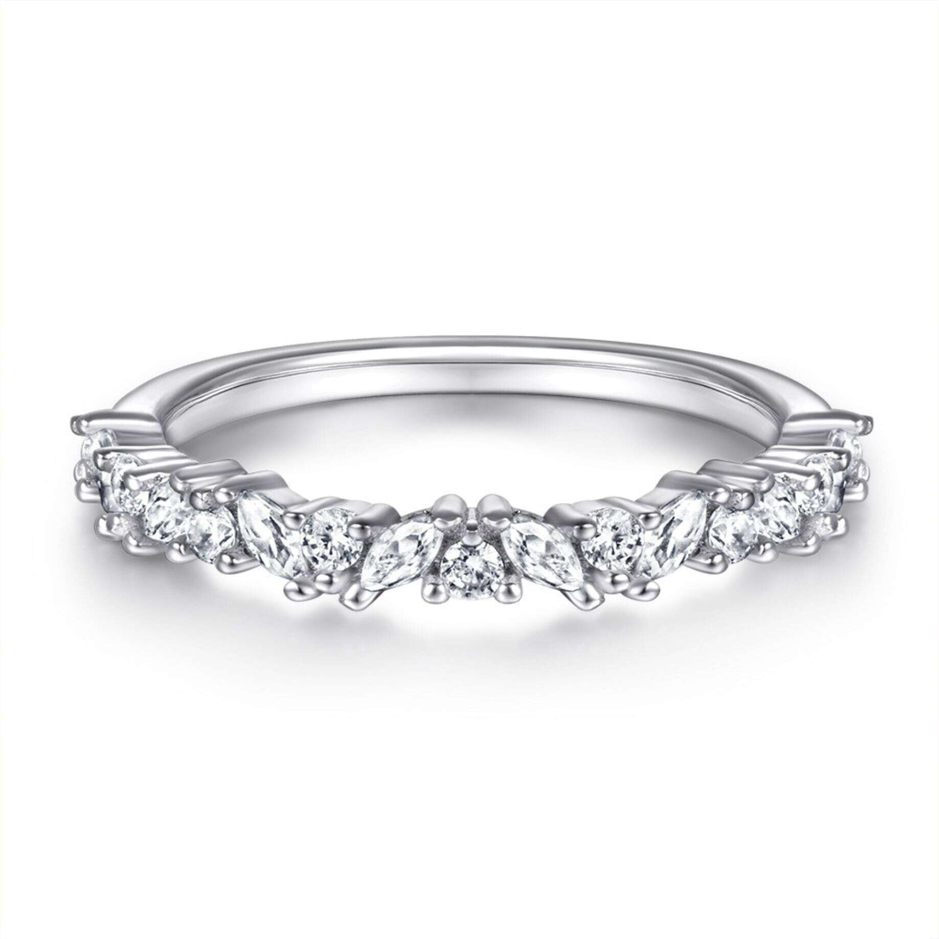 VIRELLA S925 Sterling Silver Stackable Rings, Minimalist Wedding Stackable CZ Band Ring Set for ...