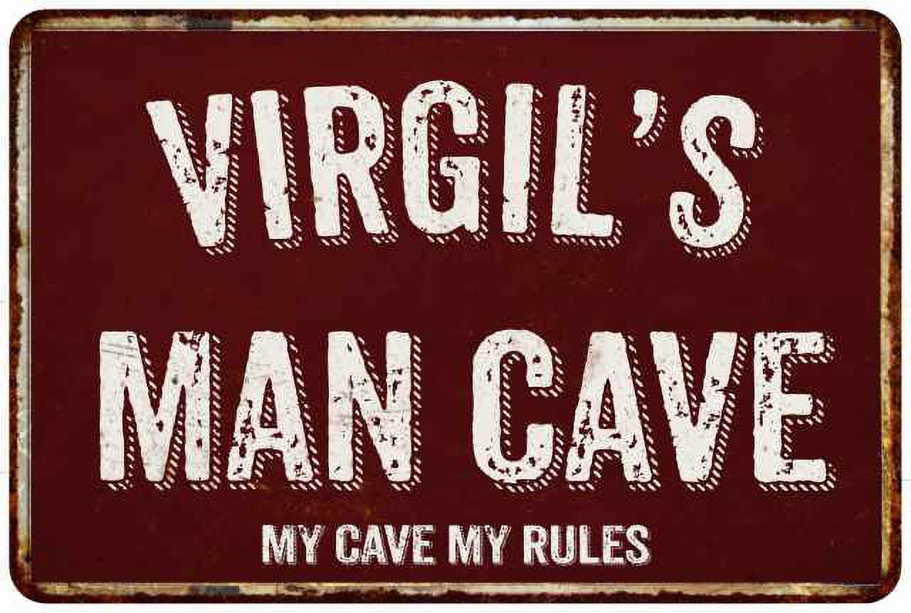 VIRGIL'S Man Cave Red Grunge Gift Sign Metal 12x18 Decor 208120003358 ...