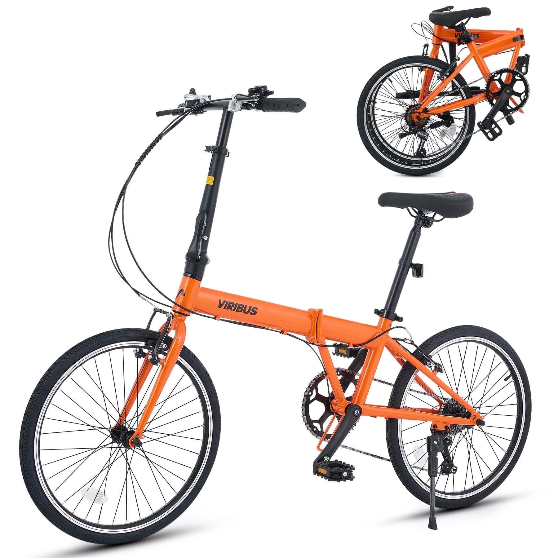VIRIBUS 20" Adult Folding Bike 7 Speed City Commuter Bicycle with Self ...