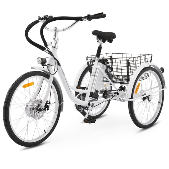 Viribus 24 Inch Heavy Duty Motorized Adult Tricycle with Basket, 350W ...