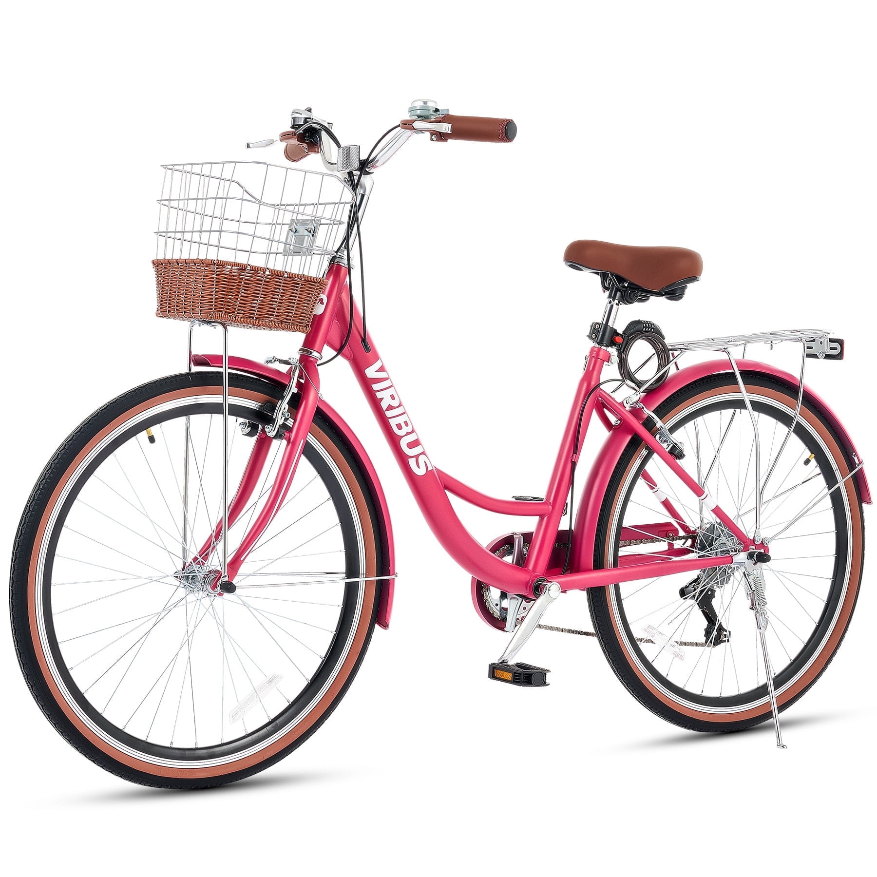 Viribus 24" Women's Cruiser Bike for Adults, 7-Speed Beach & City ...