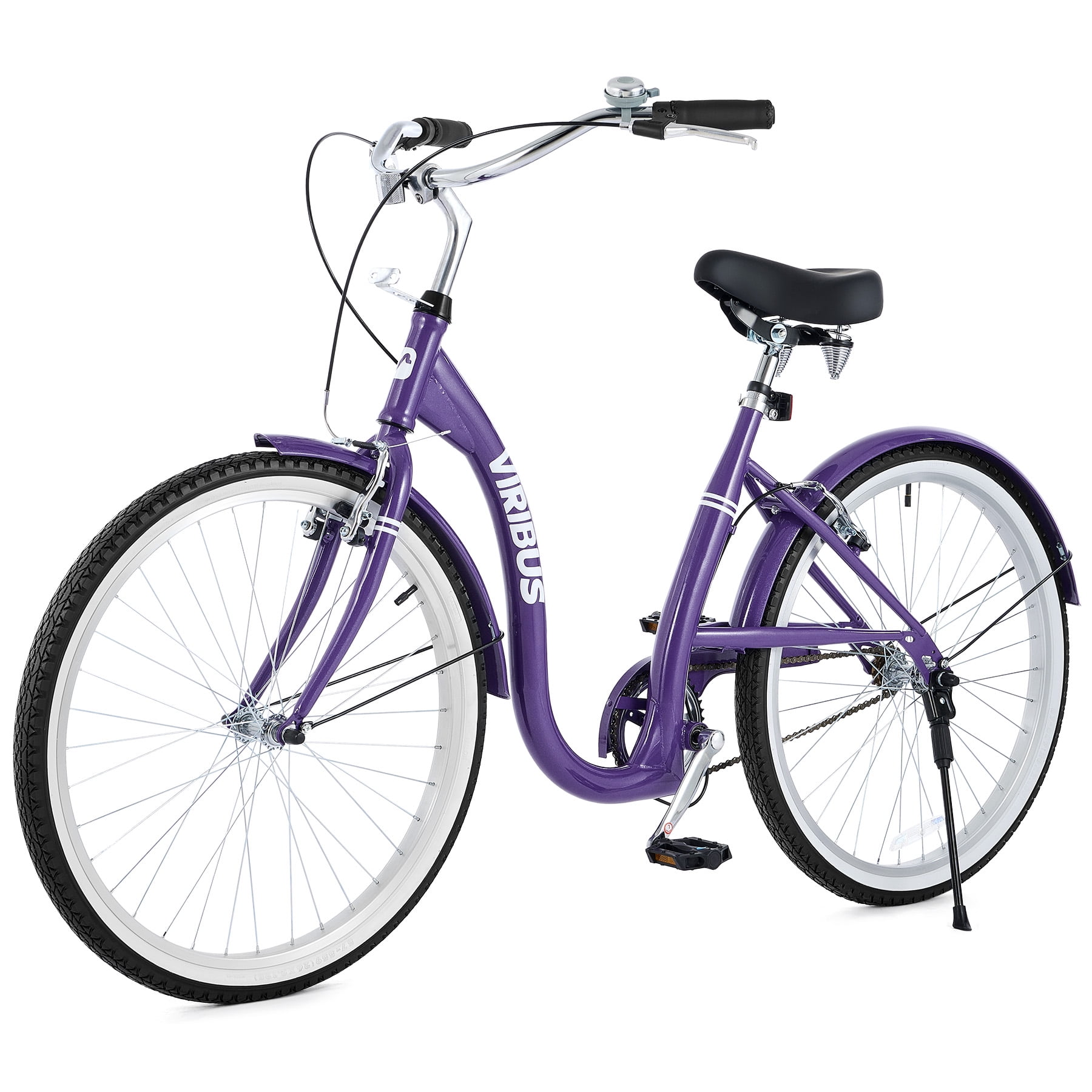 VIRIBUS 24" Womens Beach Cruiser Bike Adjustable Saddle & Handlebar ...