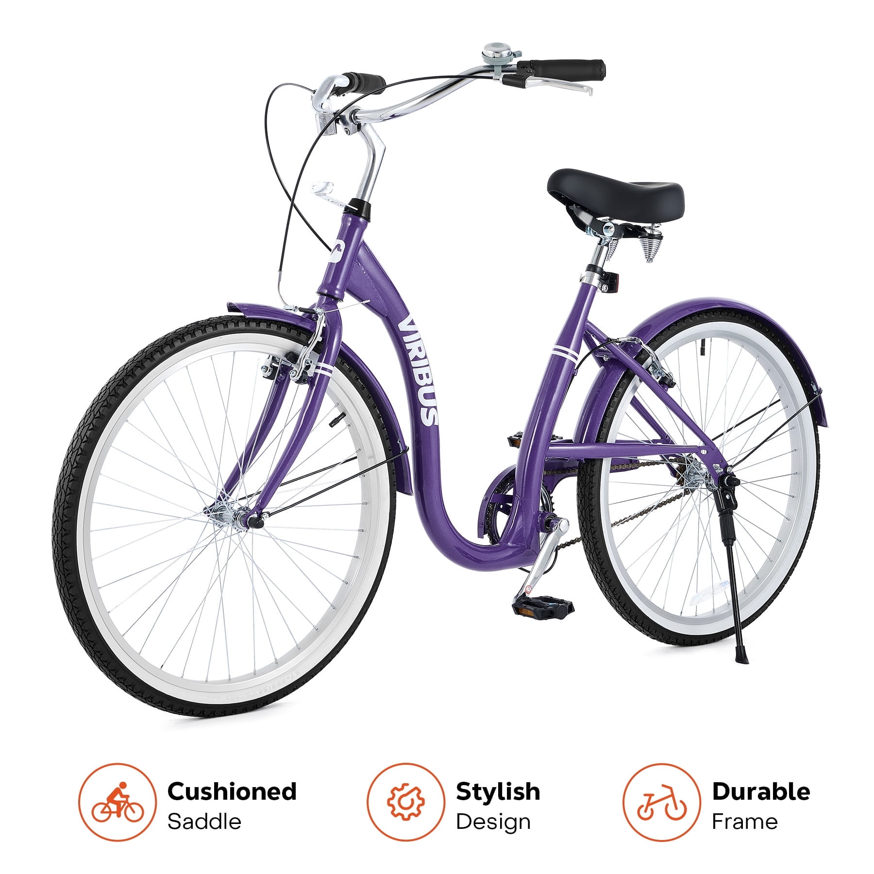 VIRIBUS 26" Womens Cruiser Bike Beach City Bike with Dual V-Brakes ...
