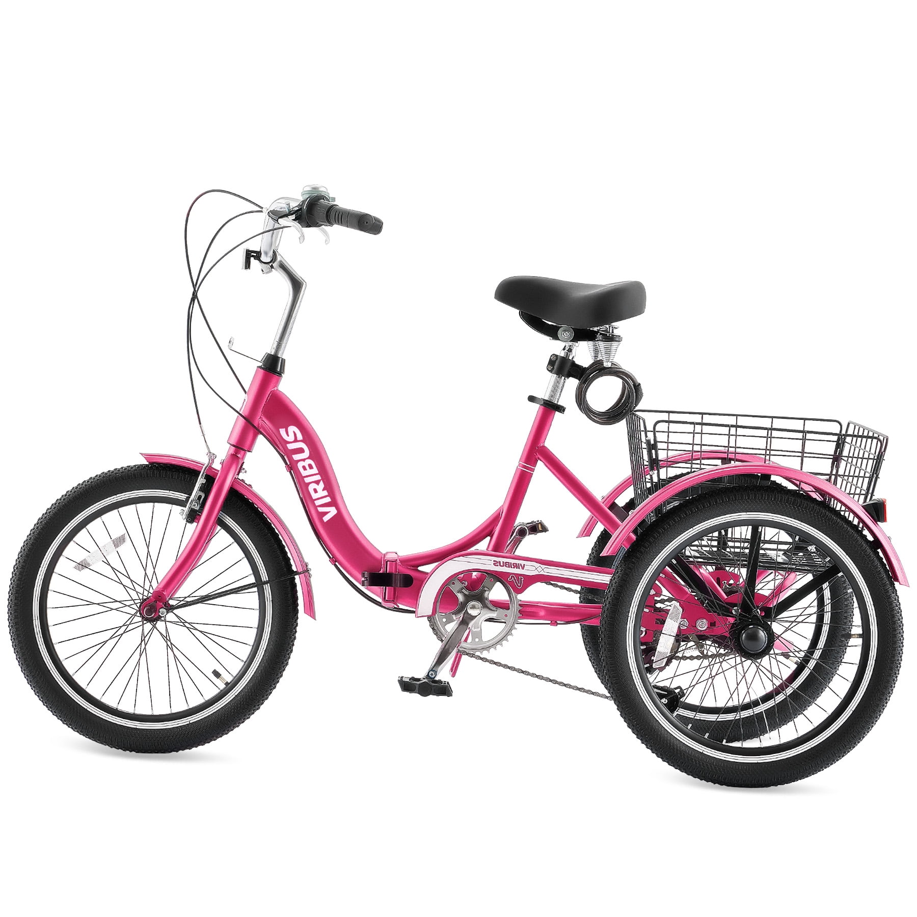 VIRIBUS Folding Carbon Steel Three-Wheel Adult Tricycle 20in 7 Speed ...
