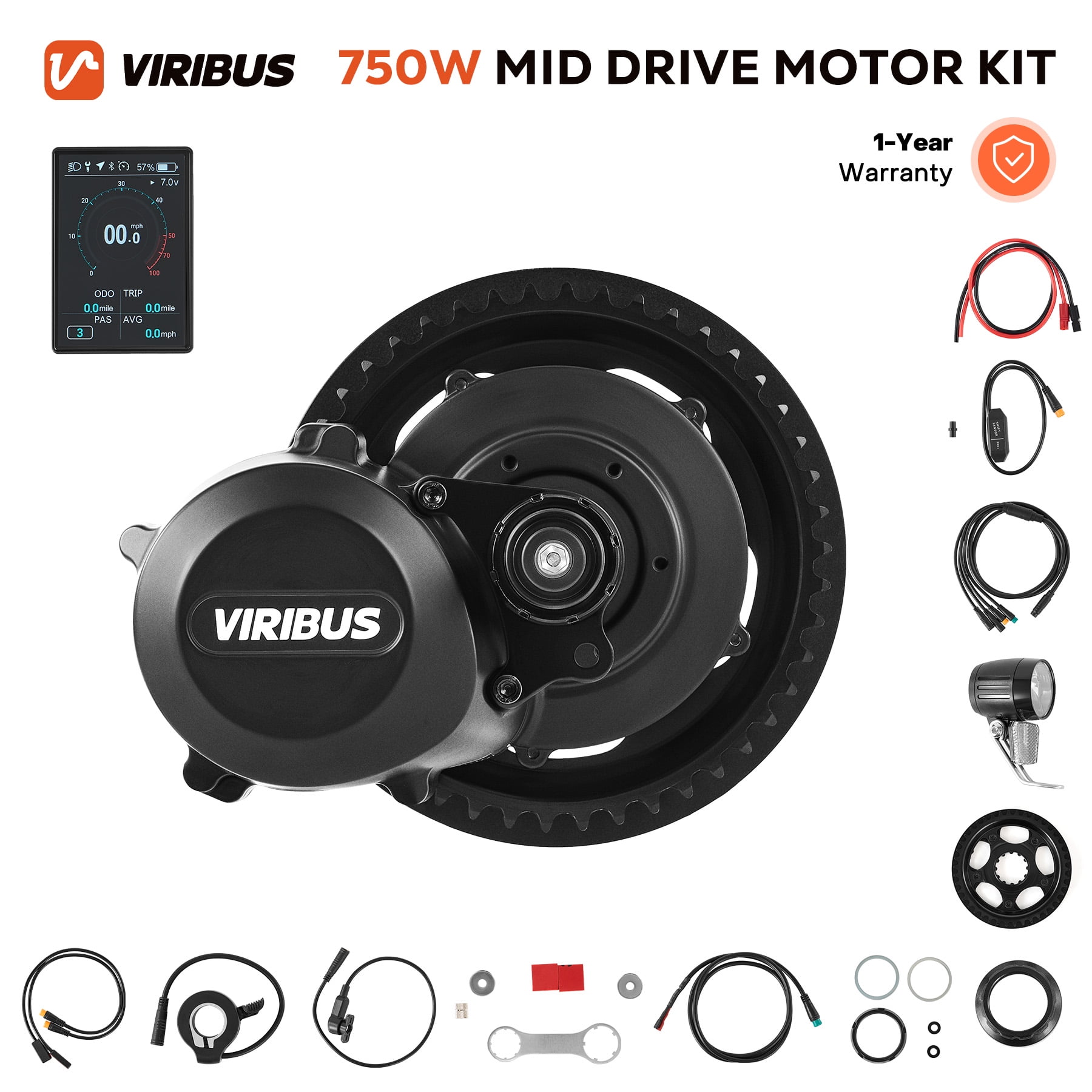 VIRIBUS Mid Drive Kit 48V 750W Motor eBike Conversion Kit - Walmart.com