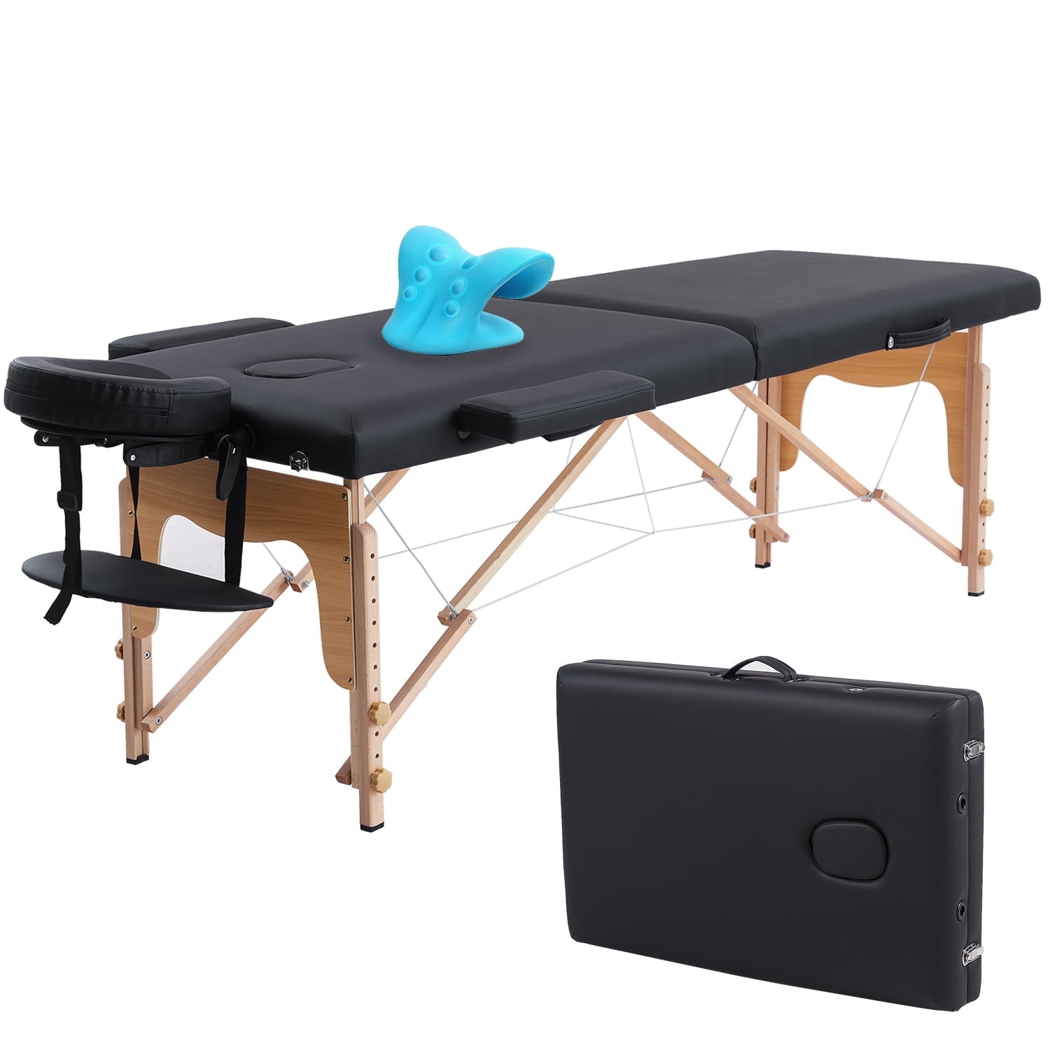 VIRRMO 84 inch Portable Massage Table with Neck Stretcher, Adjustable ...