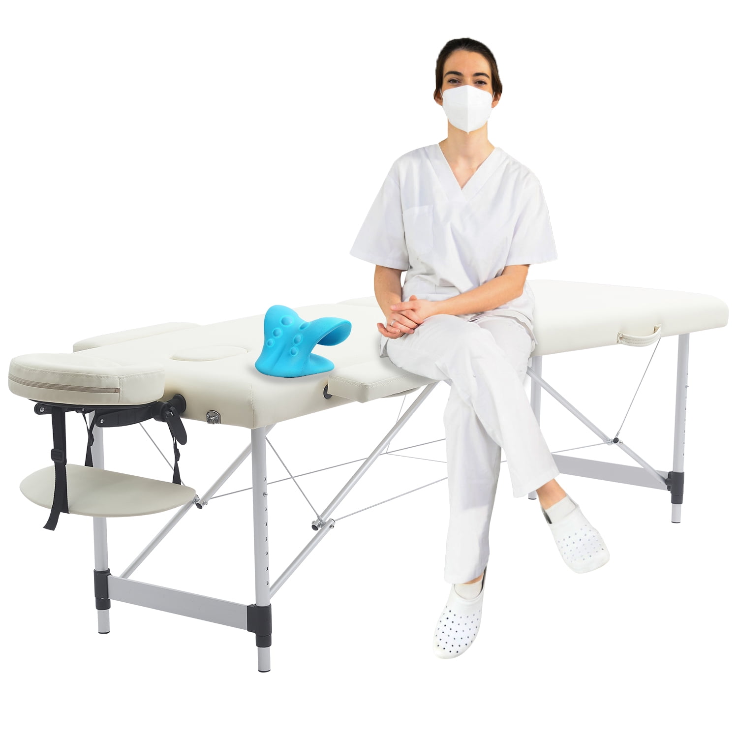 VIRRMO Portable Massage Table,84 Inch Aluminium Massage Bed with Neck ...