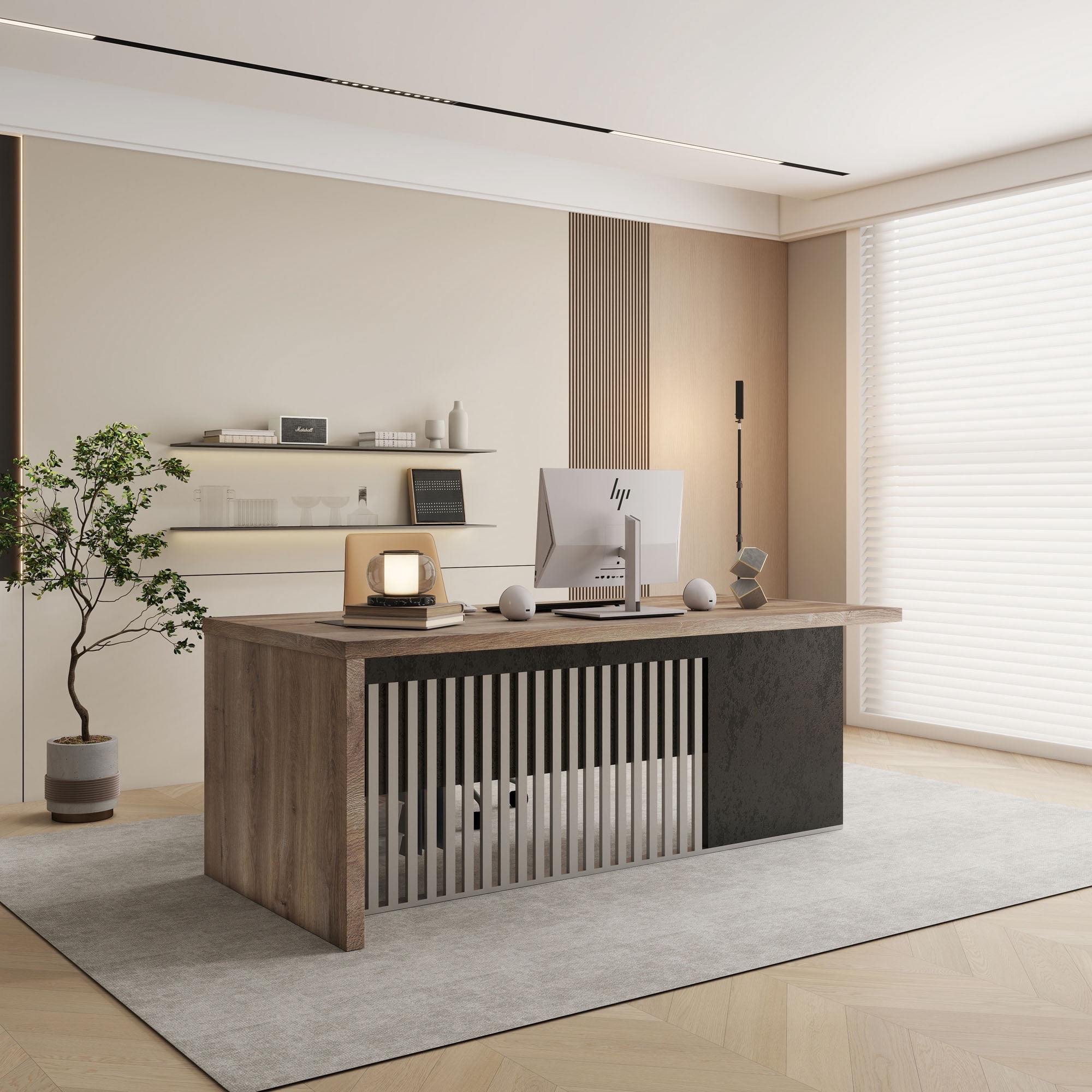 VIRTRON 70.87" Executive Office Desk with Cable Management - Walmart.com
