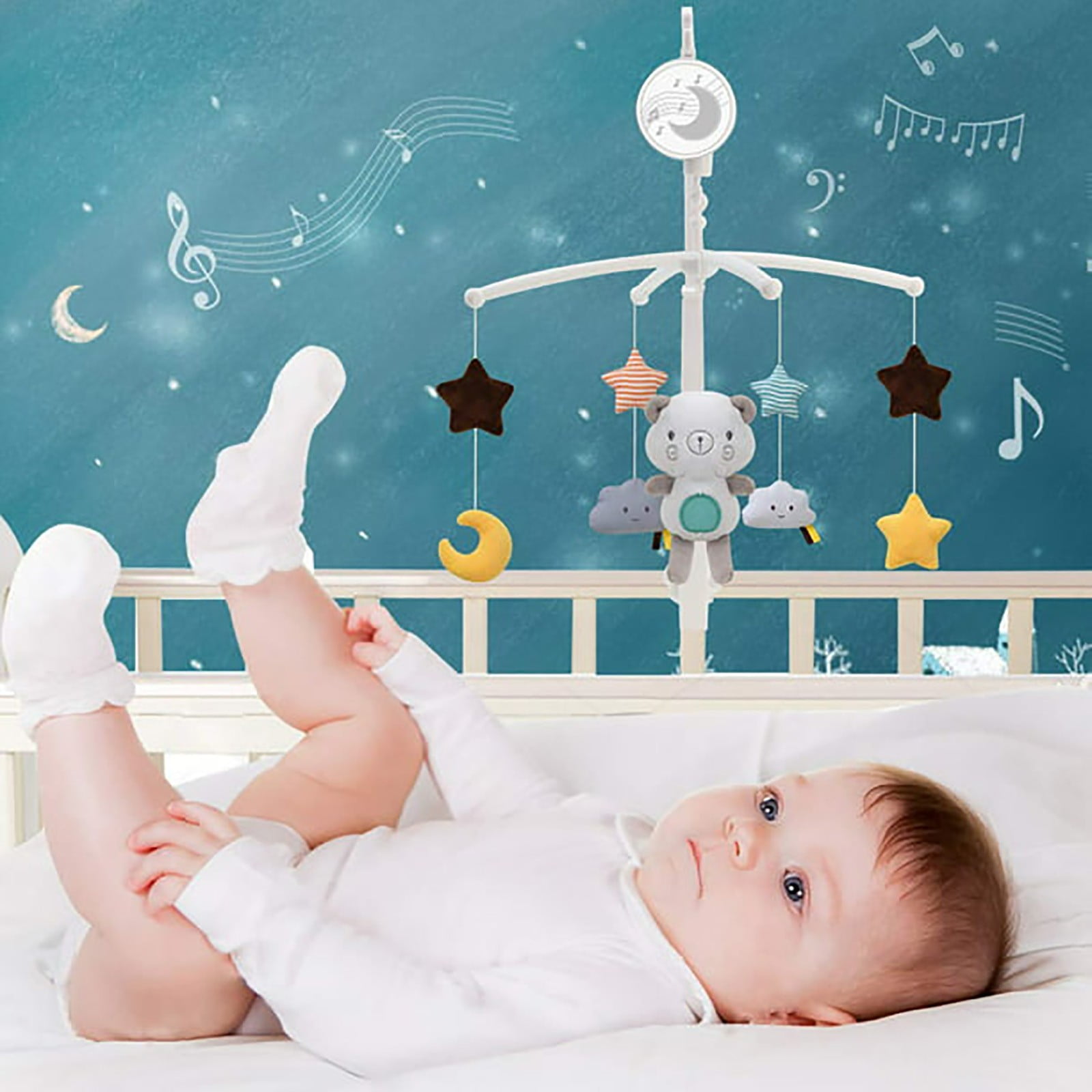 VISALY Baby Musical Crib Mobile with Hanging Rotating Toys Bear Baby ...
