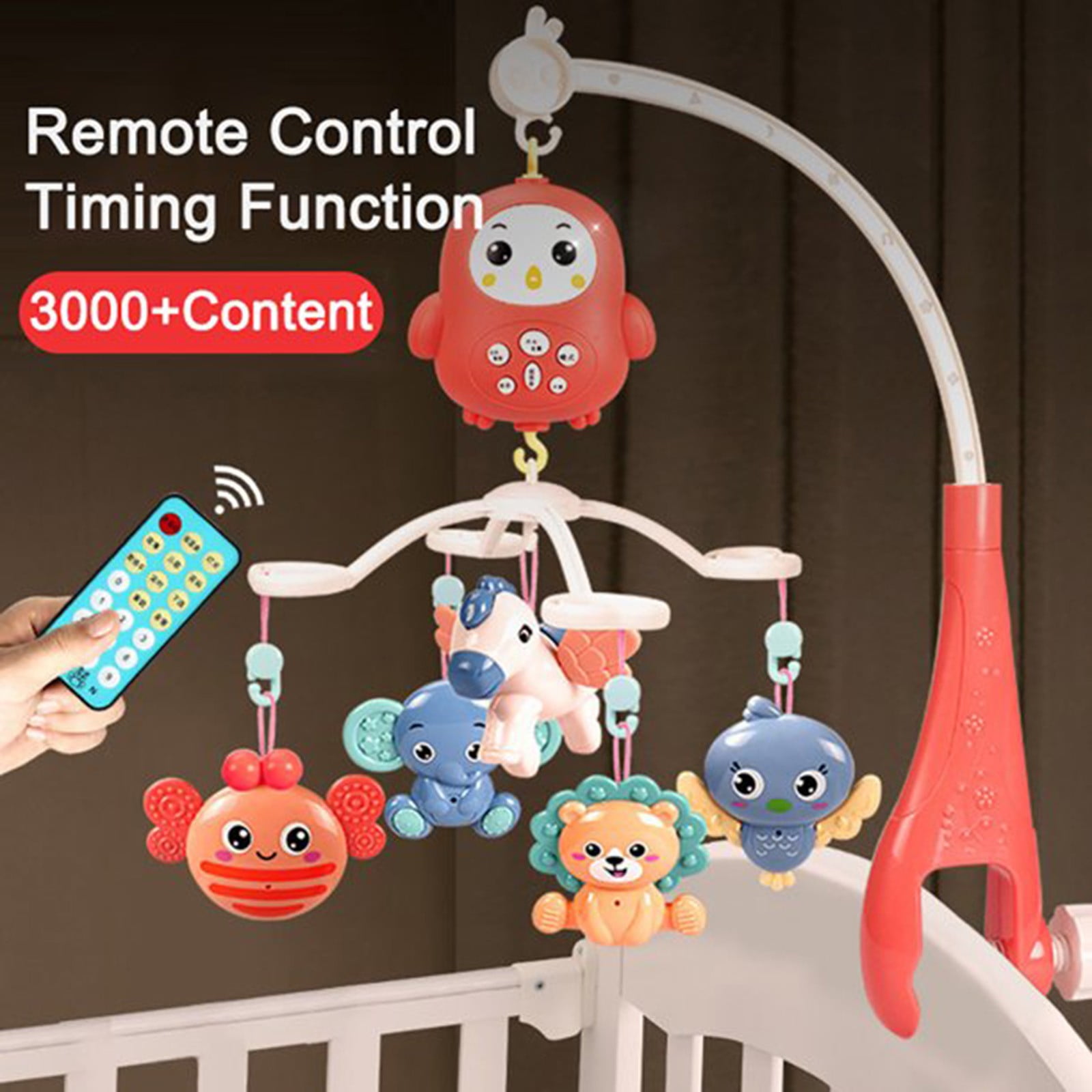 VISALY Baby Musical Crib Mobile with Hanging Rotating Toys Remote ...