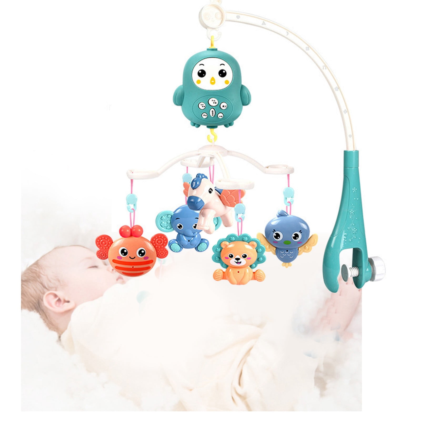 VISALY Baby Musical Crib Mobile with Hanging Rotating Toys Remote ...