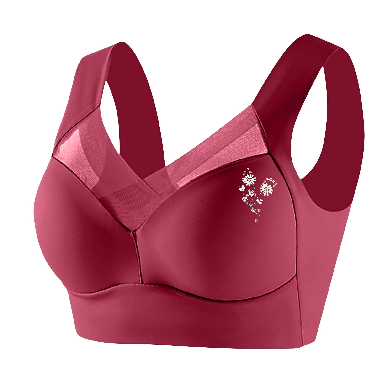 VISALY Bras for Older Women No Underwire Lace Push Up Wireless Bra ...