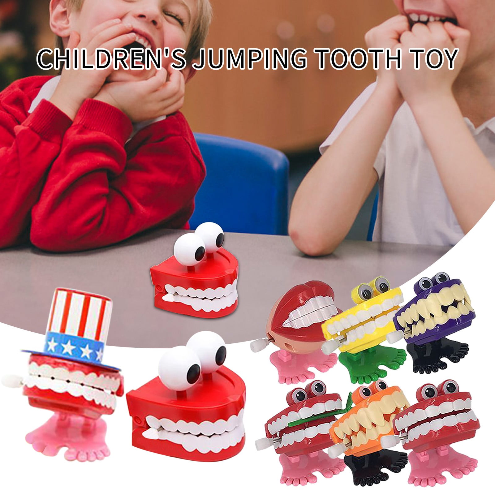 VISALY Clockwork Winding with Eyes Jumping Teeth Ghost Teeth Toy ...