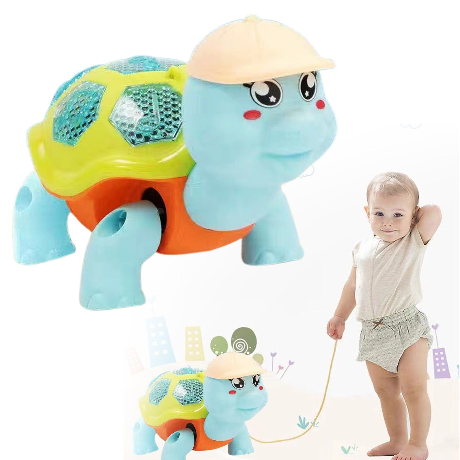 VISALY Crawling Turtle Educational Toy | Light-Up Musical English ...
