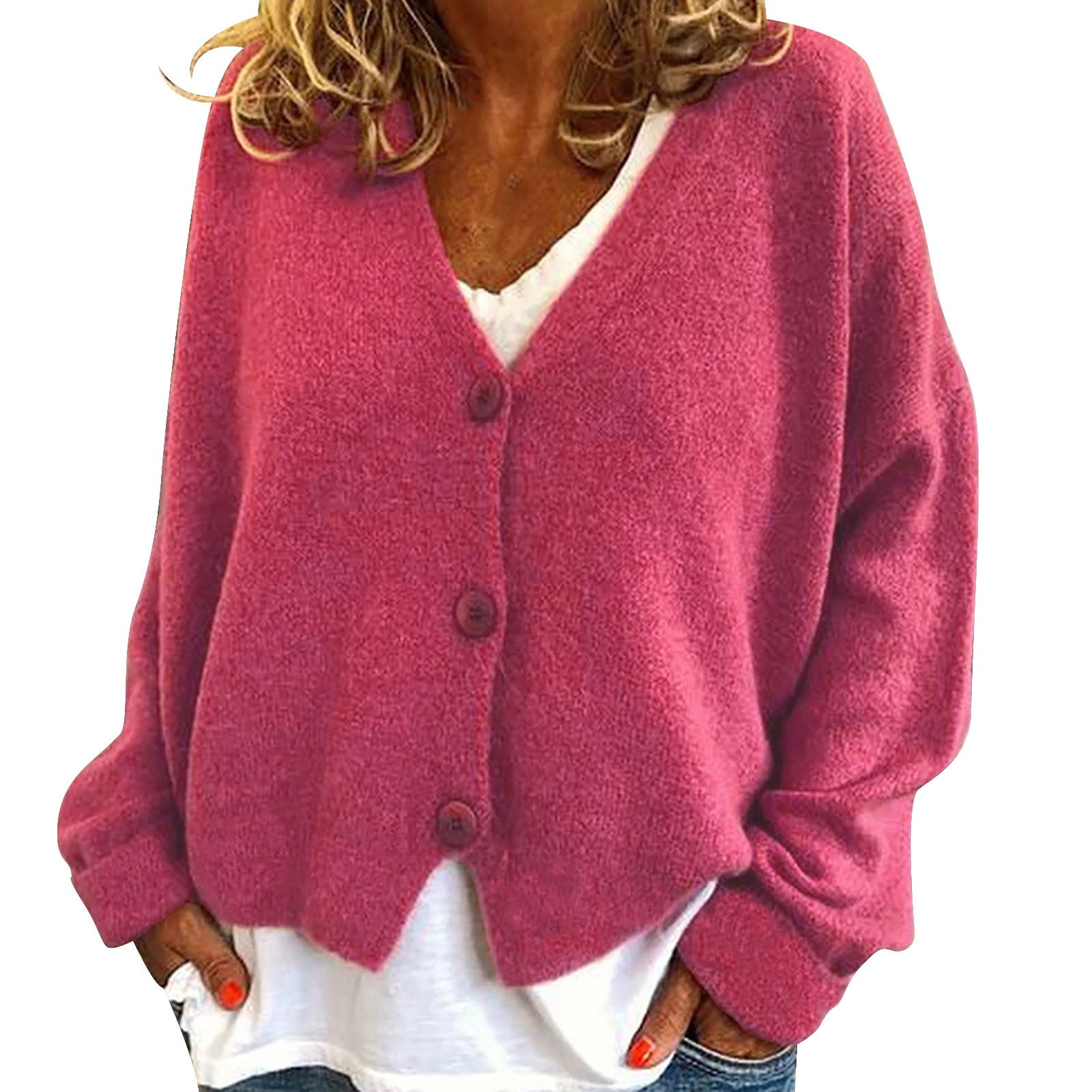 VISALY Cropped Cardigan Button Down Cardigans Women's V Neck Cardigans ...