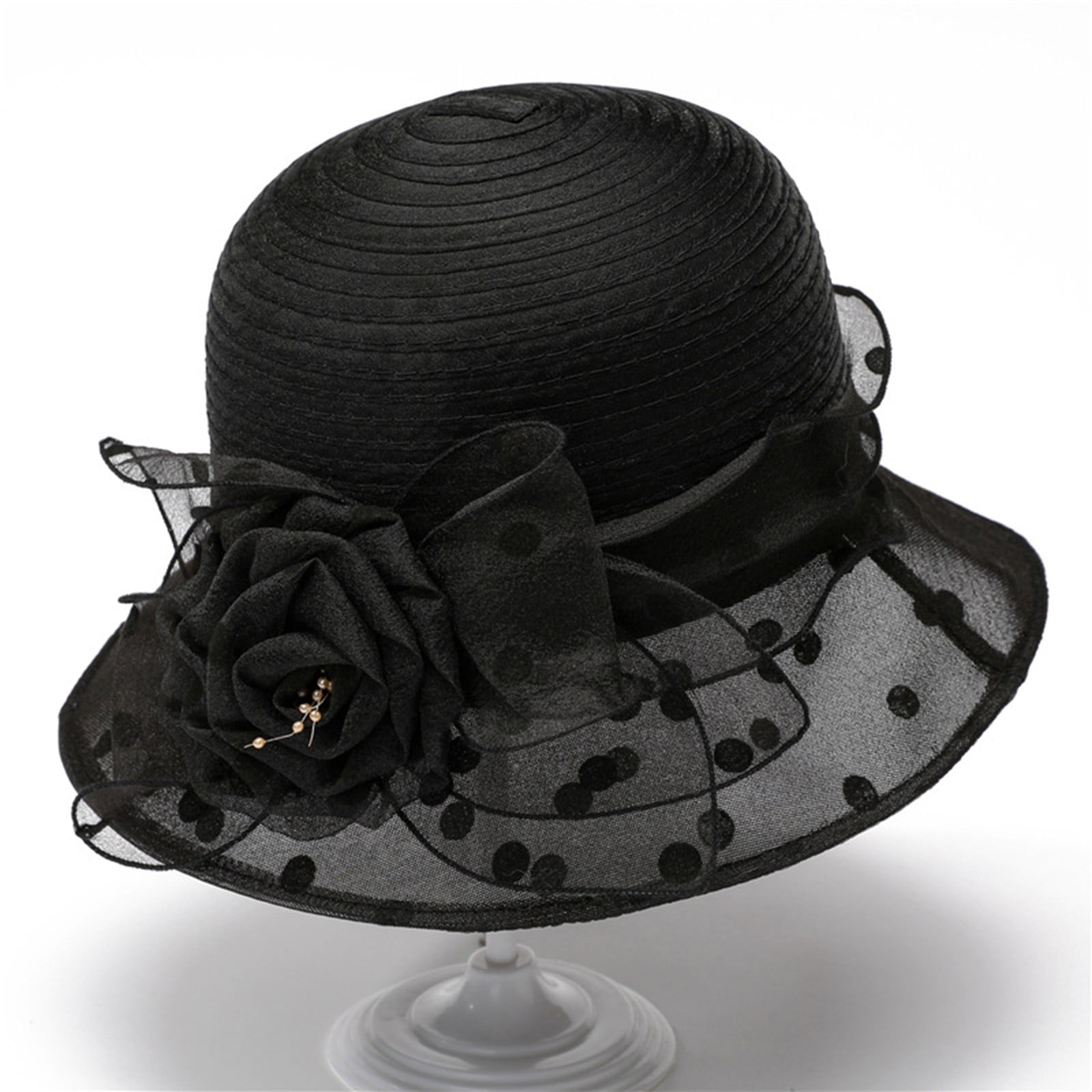 VISALY Derby Hats Womens Summer Hats | Visor Hats Derby Hats 2025 Organza Flower Summer Hat ...