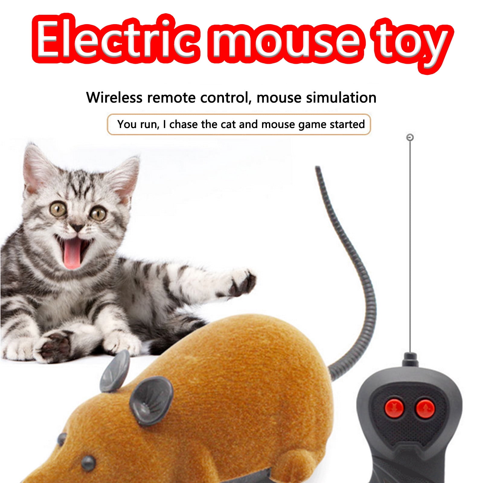 VISALY Electric Mouse Remote Control Pet toy Mouse Shape Funny Cat Toy ...