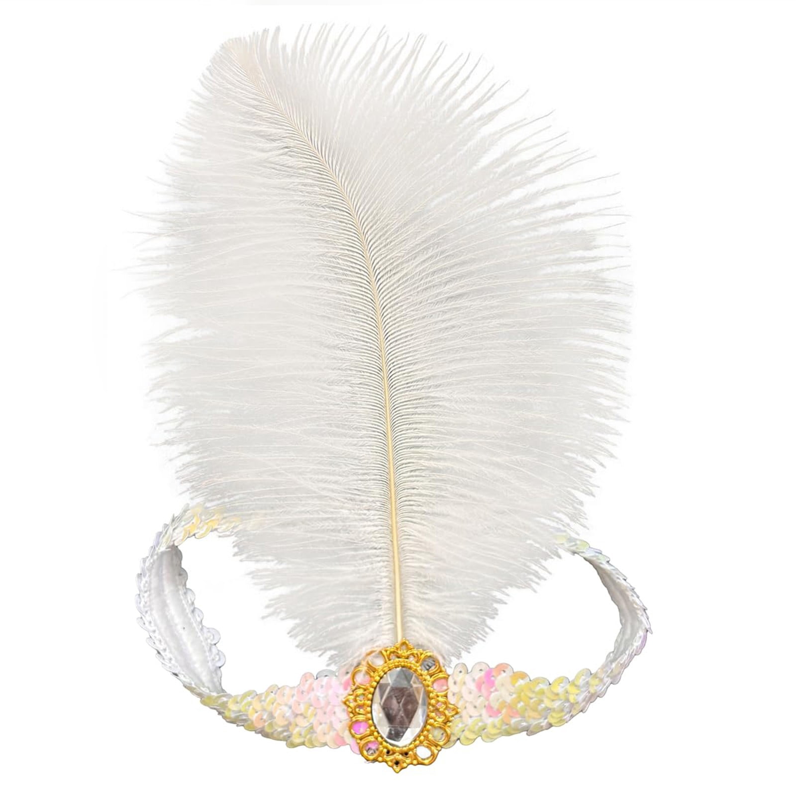 VISALY Feather Headpiece Sequins 1920S Flapper Headband Mardi Gras ...