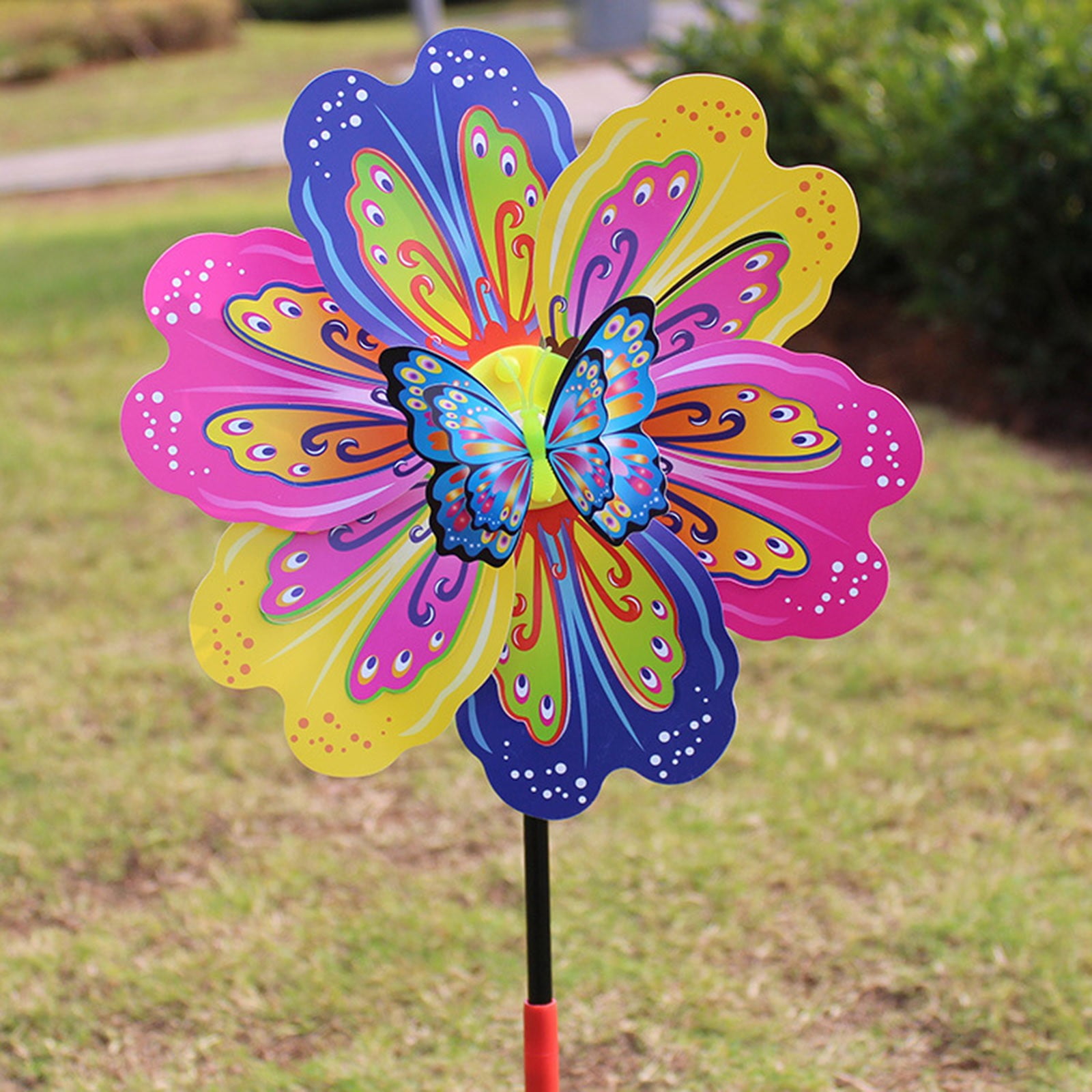 VISALY Handheld Windmill Kindergarten Outdoor Decoration Flower 3D ...