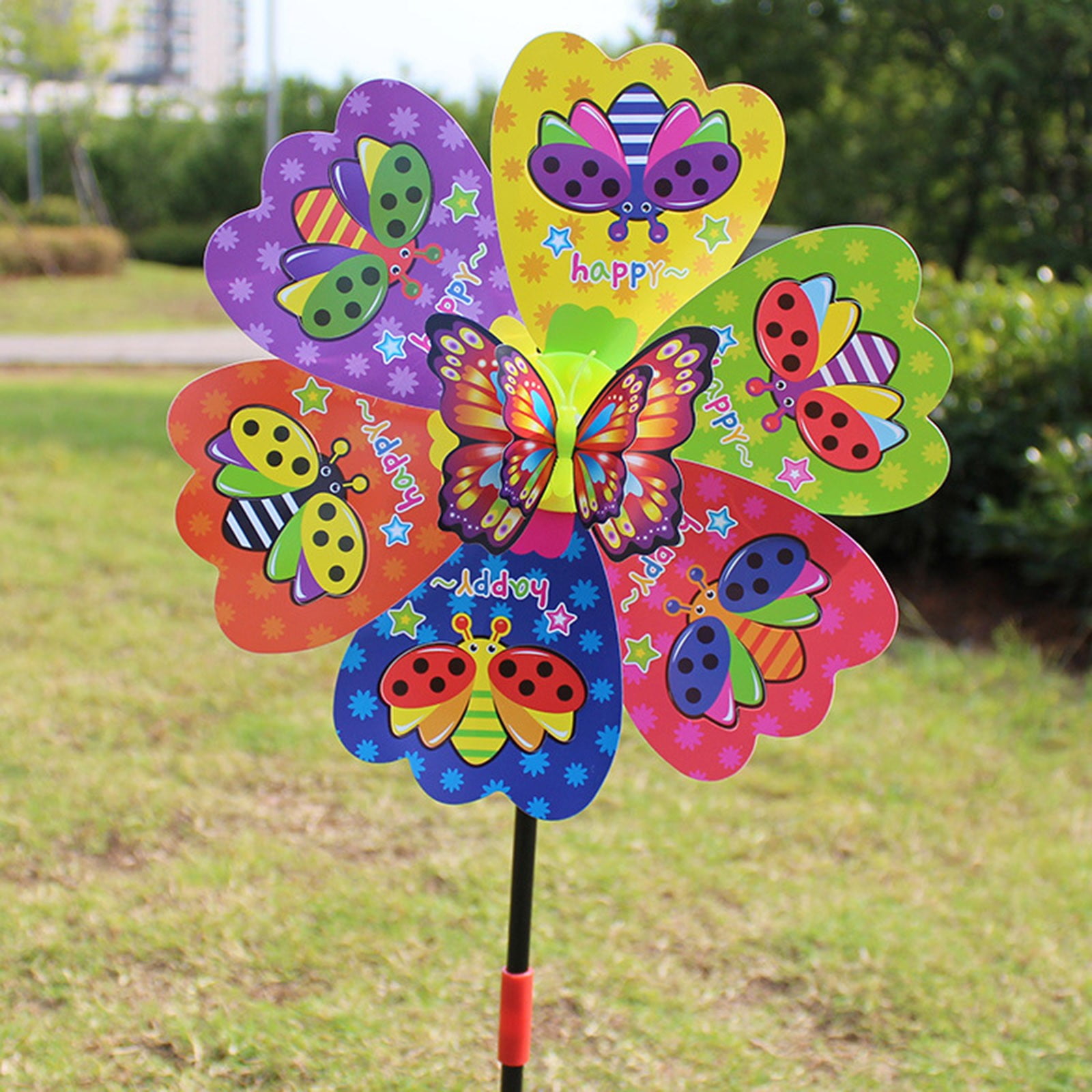 VISALY Handheld Windmill Kindergarten Outdoor Decoration Flower 3D ...