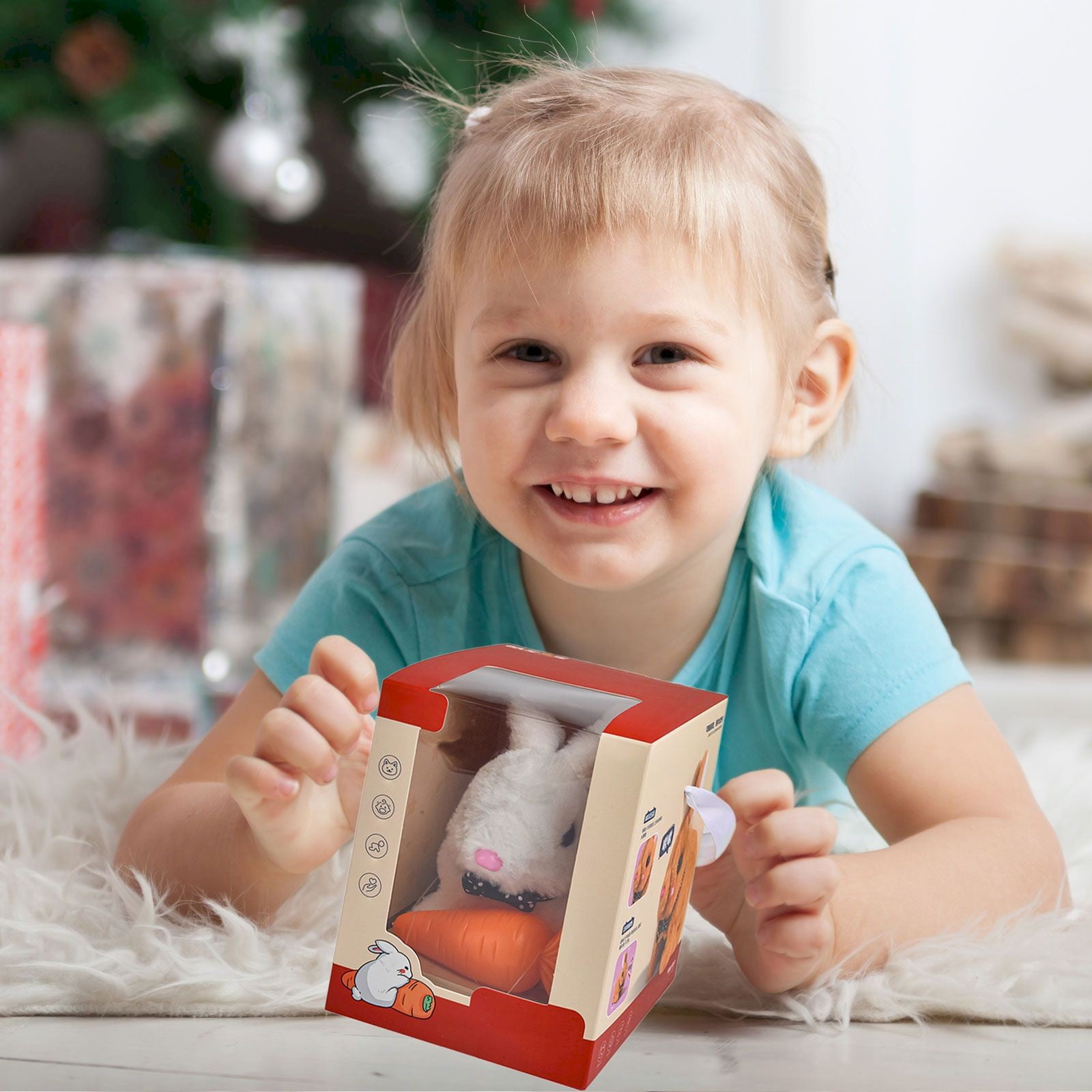 VISALY Interactive Walking Robot Bunny Plush Toy - Realistic Sound ...