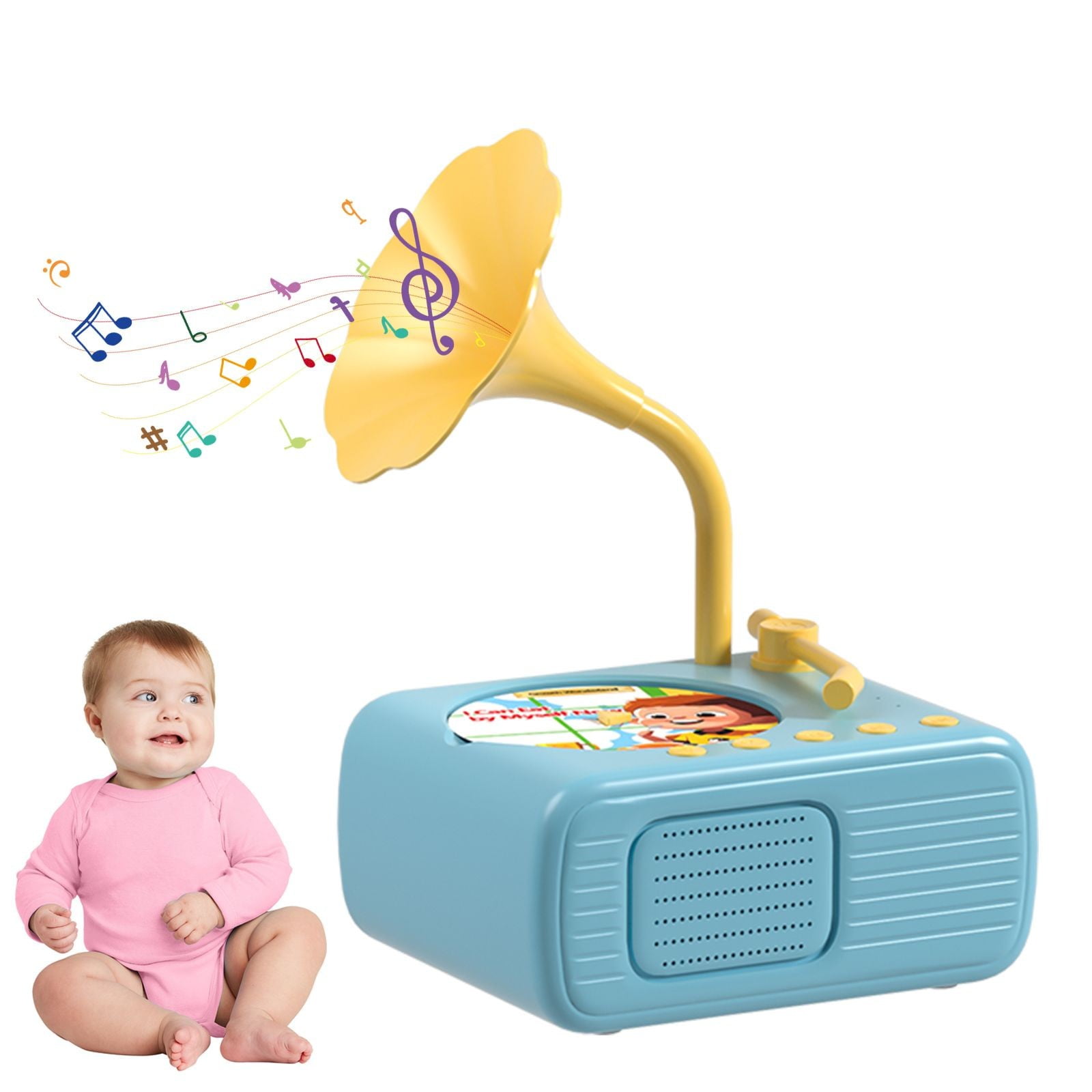 VISALY Kids Gramophone with 96 Story Cards - Phonograph Music Player ...