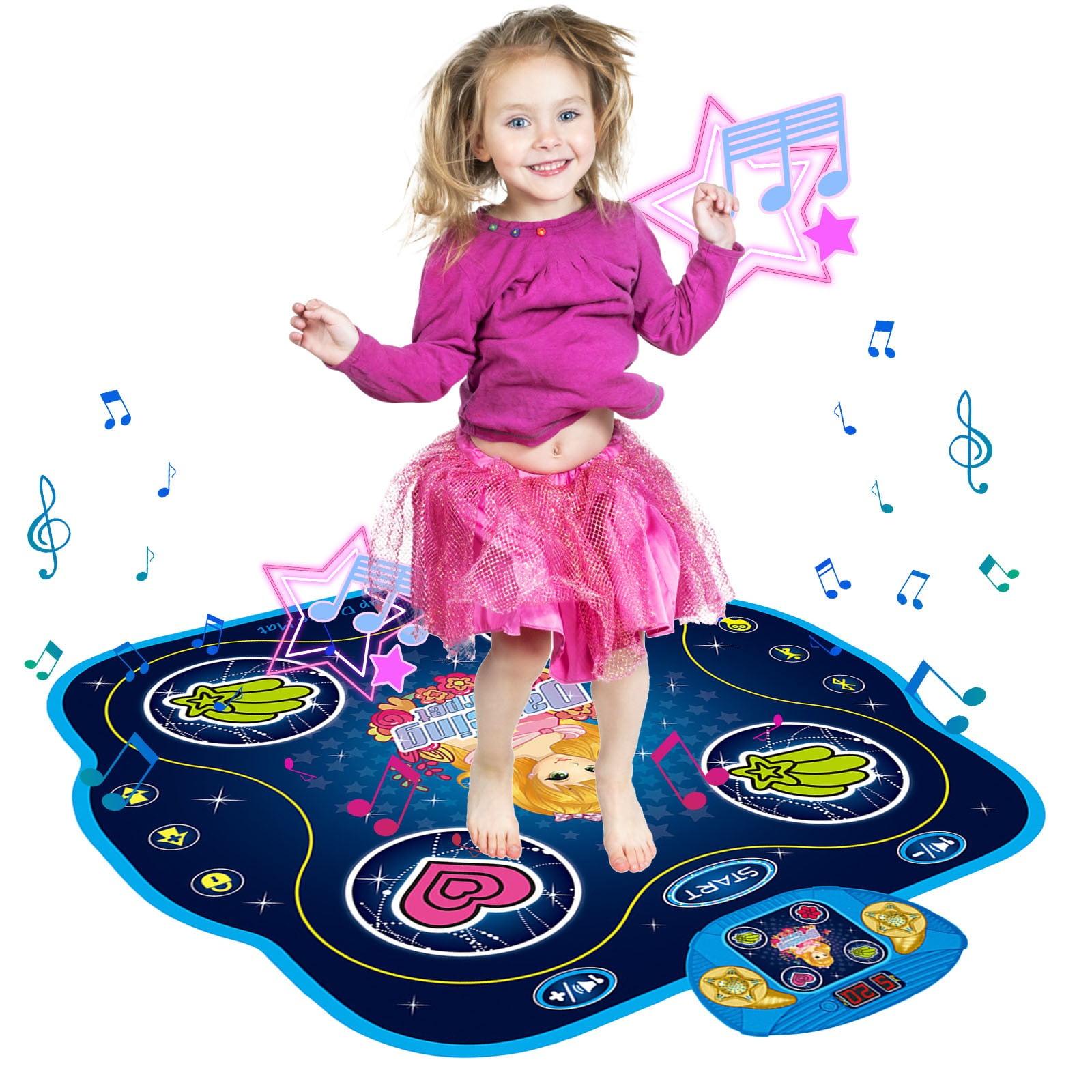 VISALY Kids Music Dance Mat Girls Luminous Dance Mat Bluetooth Support ...