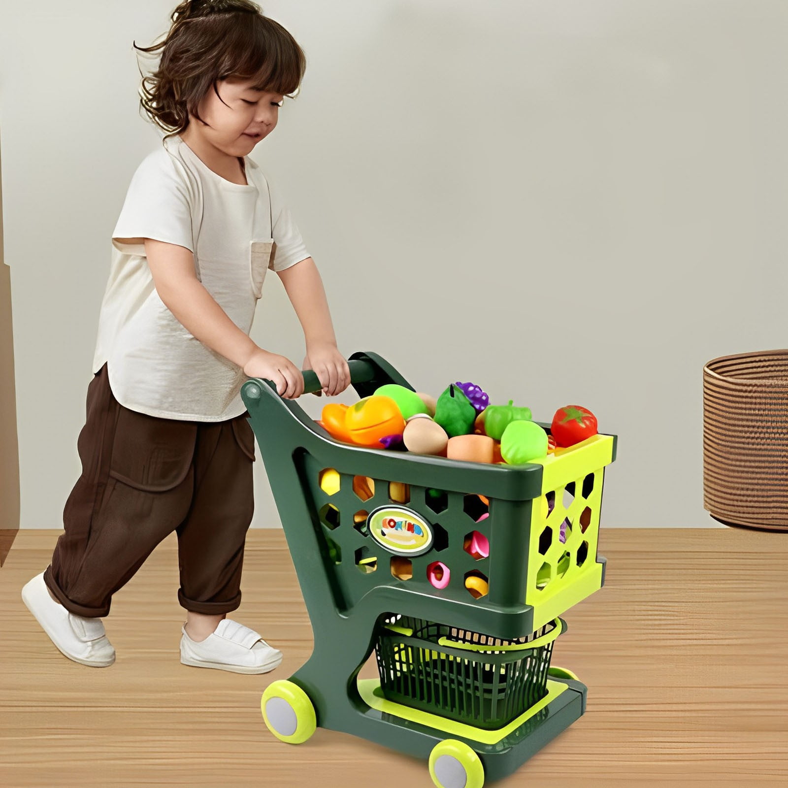 VISALY Kids Trolley Cart for Toddlers - Educational Play Kitchen Set ...