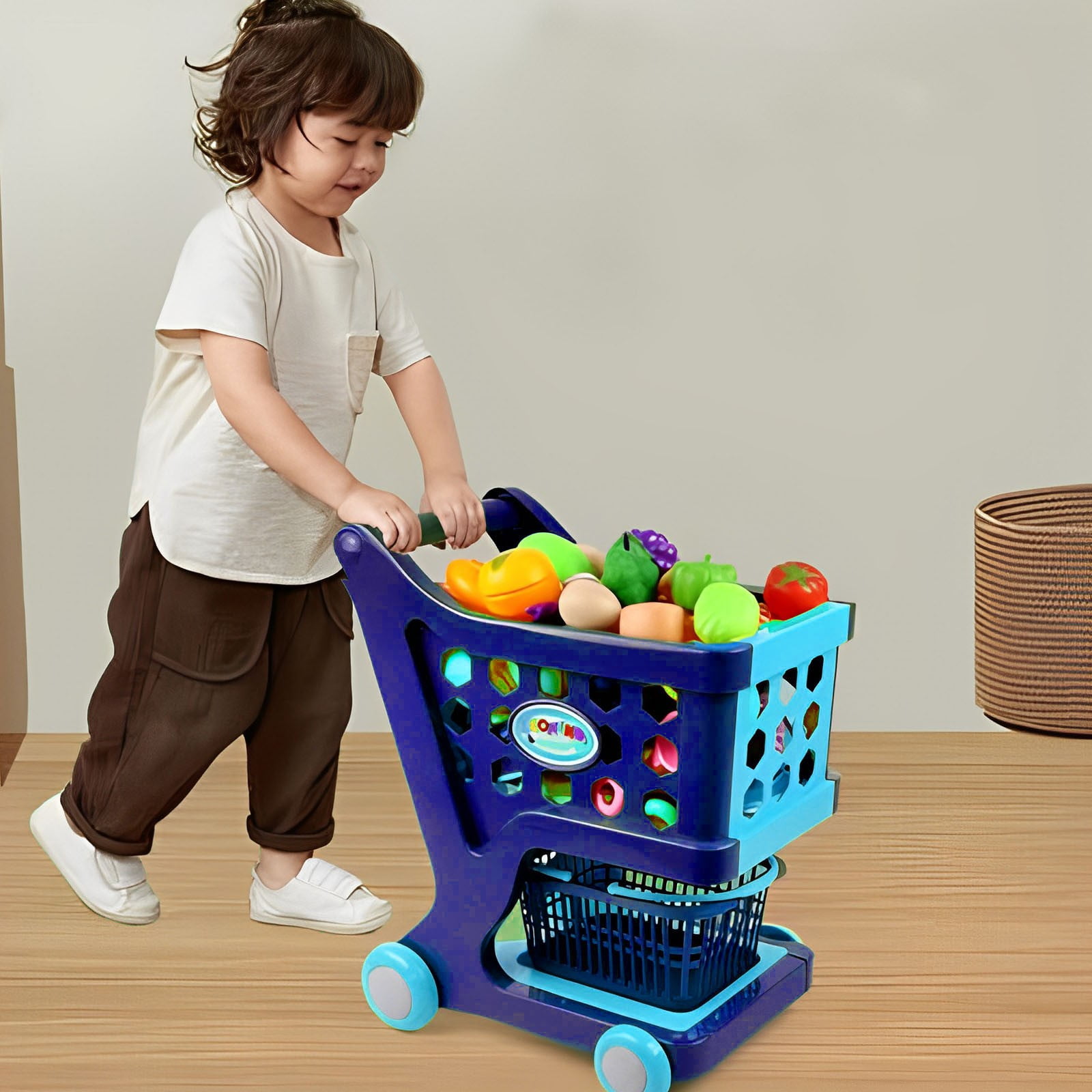 VISALY Kids Trolley Cart for Toddlers - Educational Play Kitchen Set ...