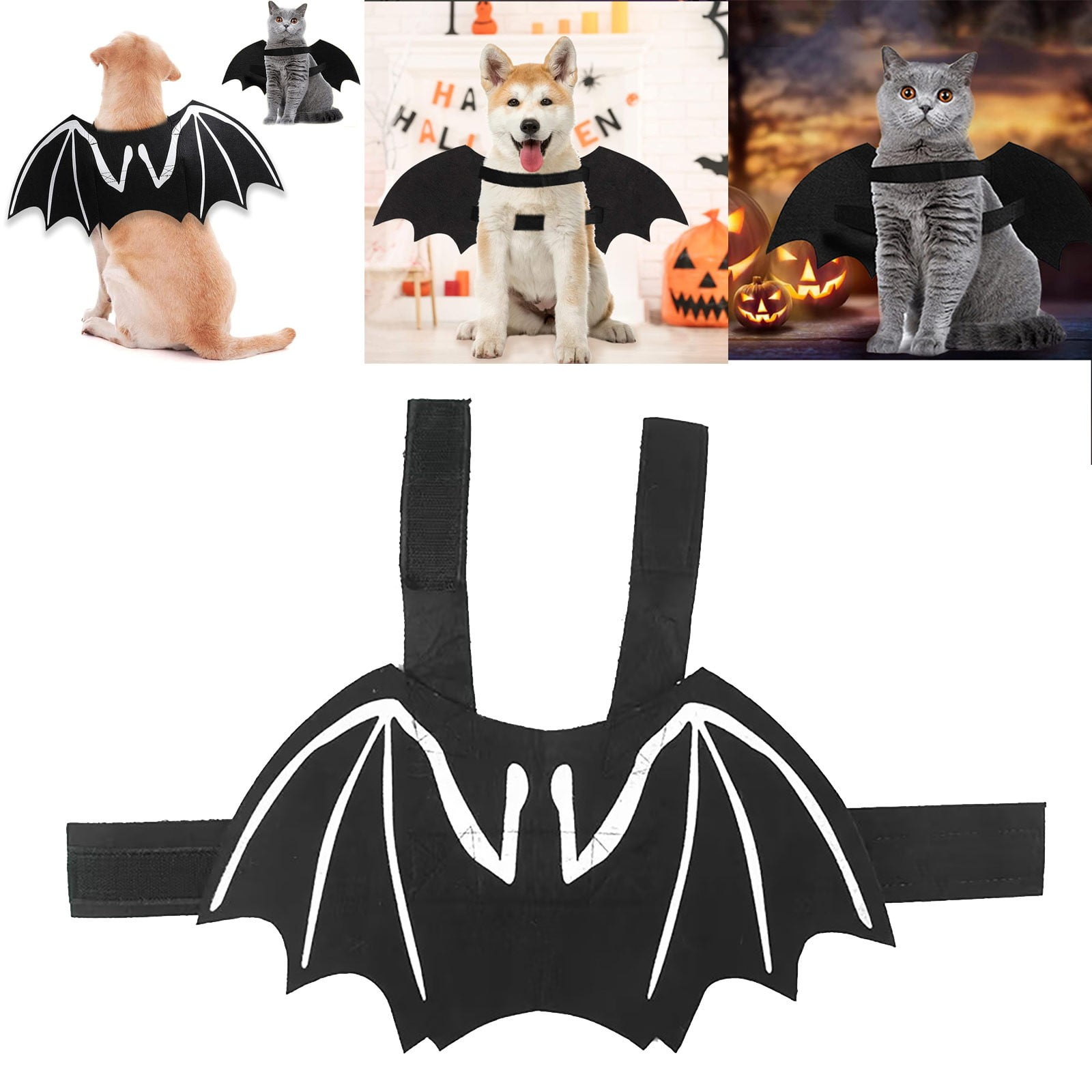 VISALY Pet Bat Wings,Funny Pet Halloween Cat Suit for Cats Dogs Light ...