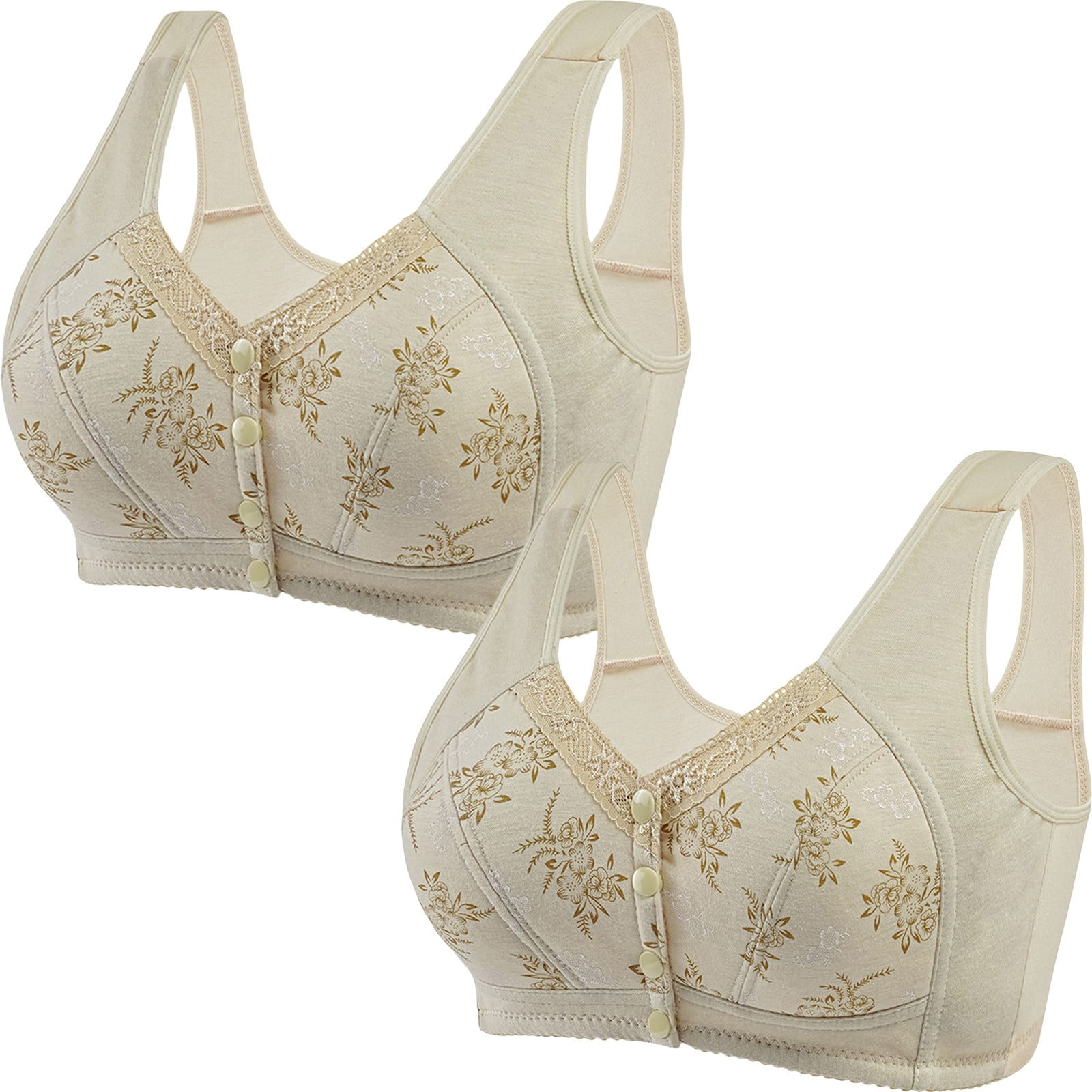 VISALY Push Up Bra Front Closure Bras Women Lace Front Buckle Prints ...