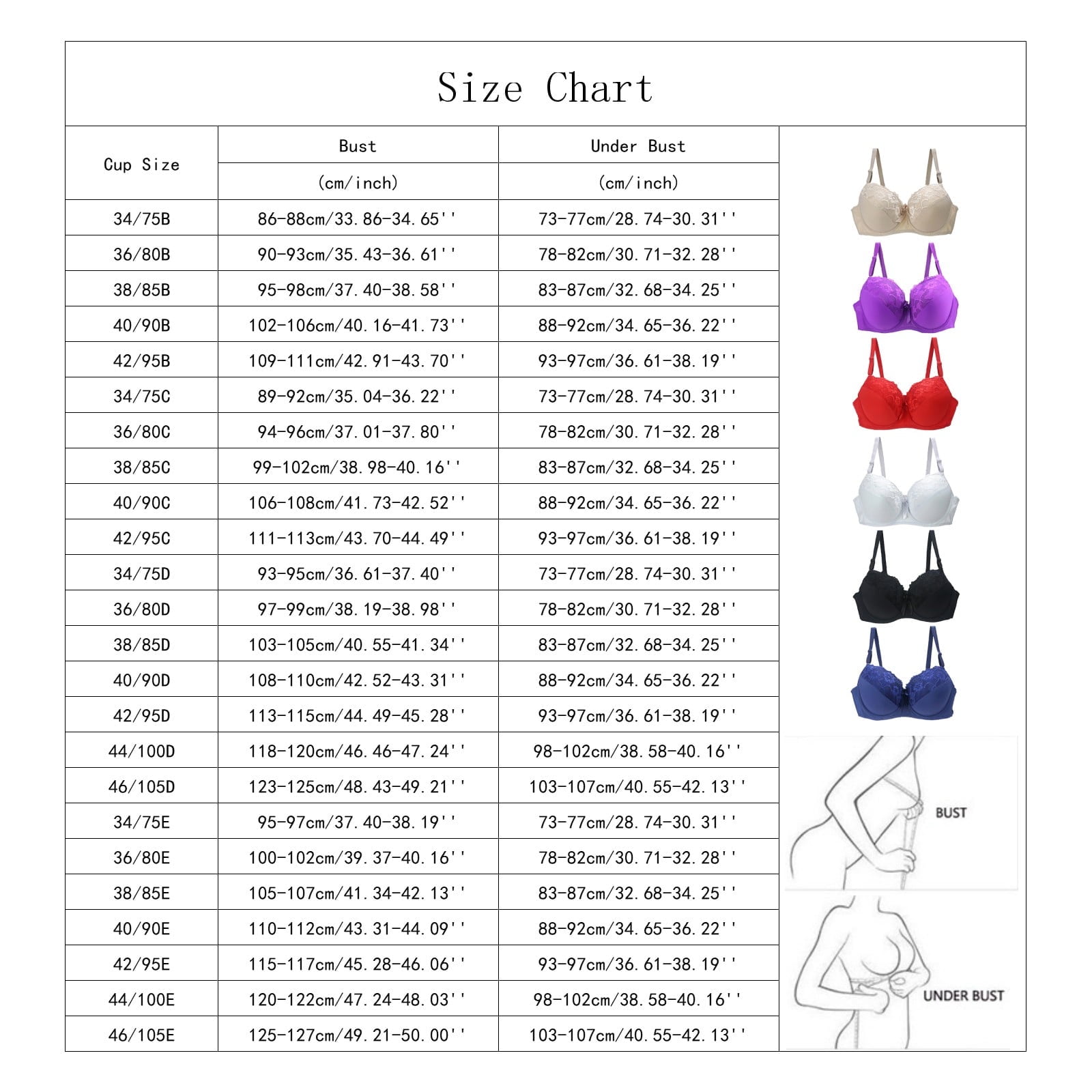 VISALY Push Up Underwire Bra with Lace Trim 2Pc T-Shirt Bra Comfortable ...